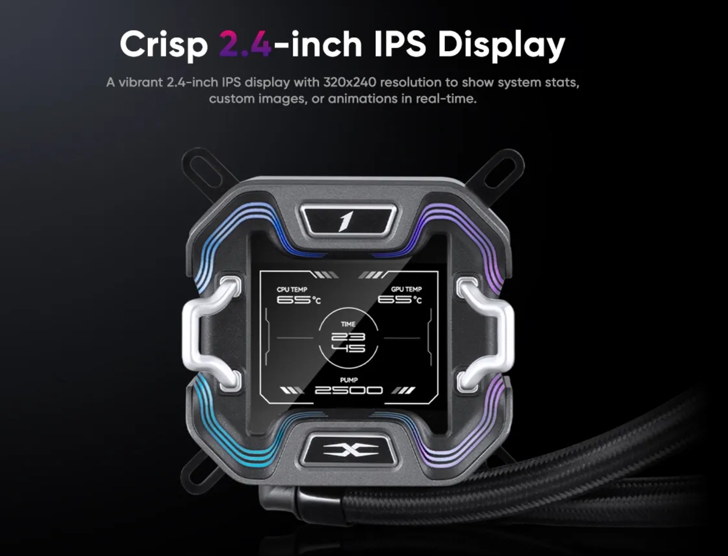 1st Player X240 / X360 AIO 2.4" IPS Display ARGB Liquid CPU Cooler – Black / White Water Cooling ...