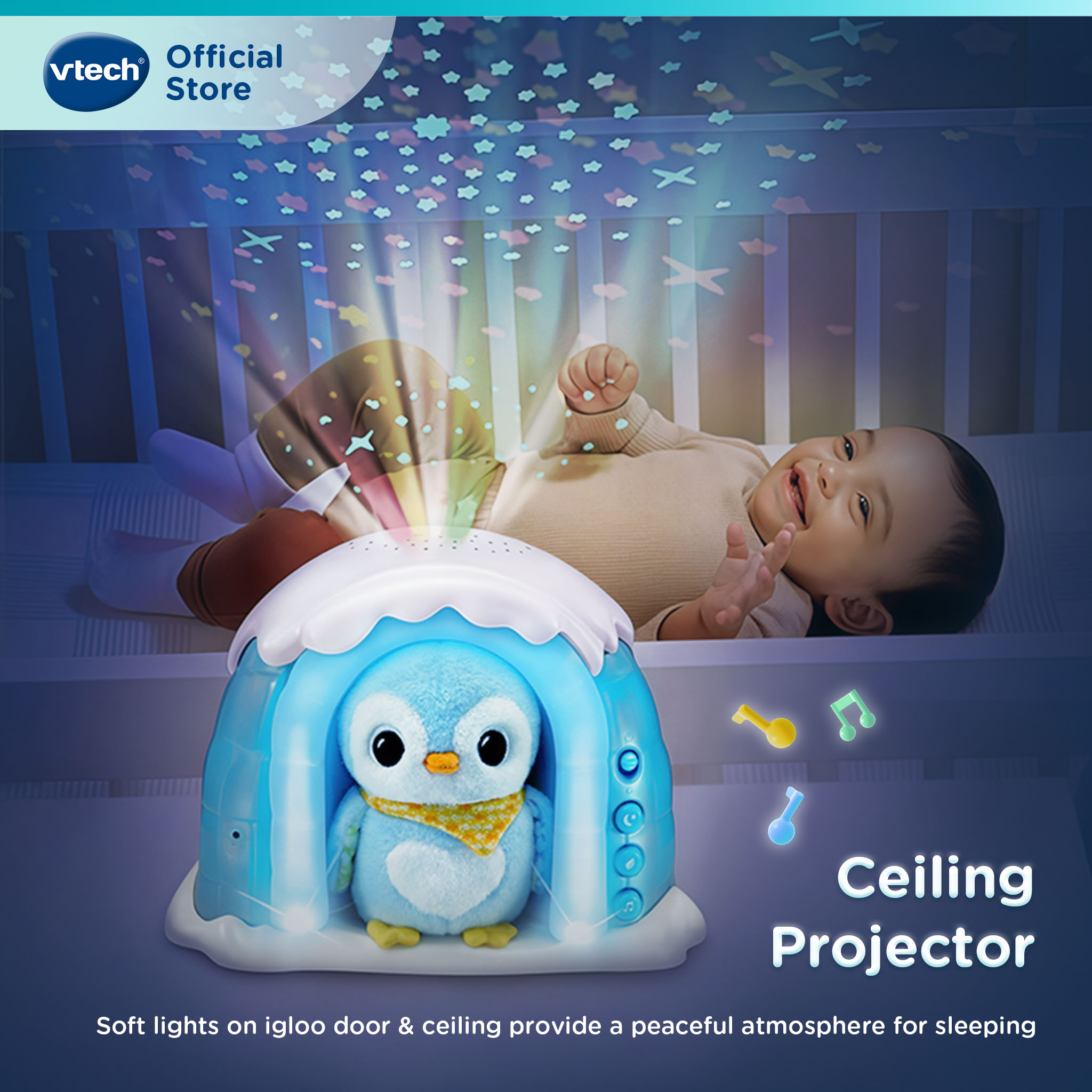 VTech Soothing Starlight Igloo New born baby soothing light projector ...