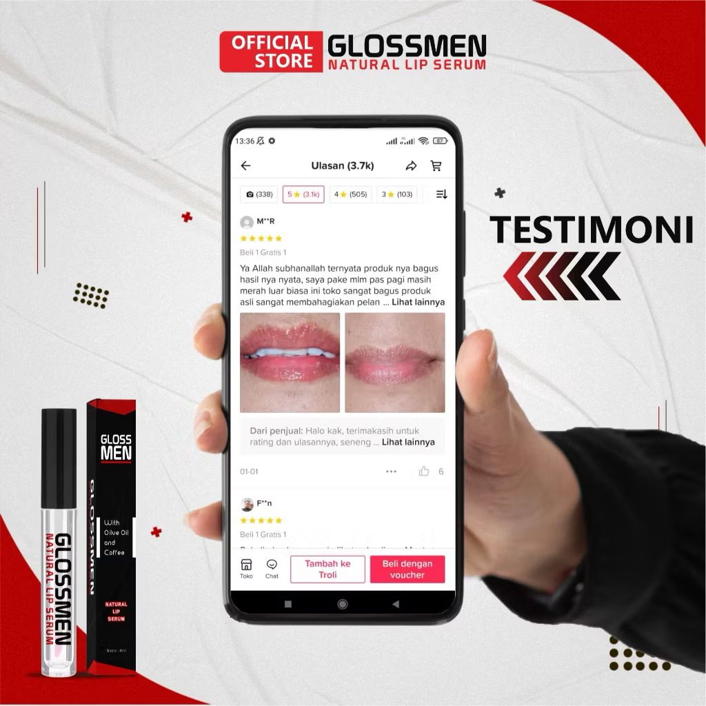 Pemerah Bibir Pria Pencerah Bibir Pria Alami GlossMen Lip Serum ...