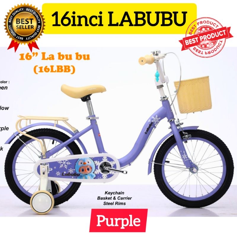 Basikal 16" Labubu Korea Style 4-7 Tahun Ada Loceng | Shopee Malaysia