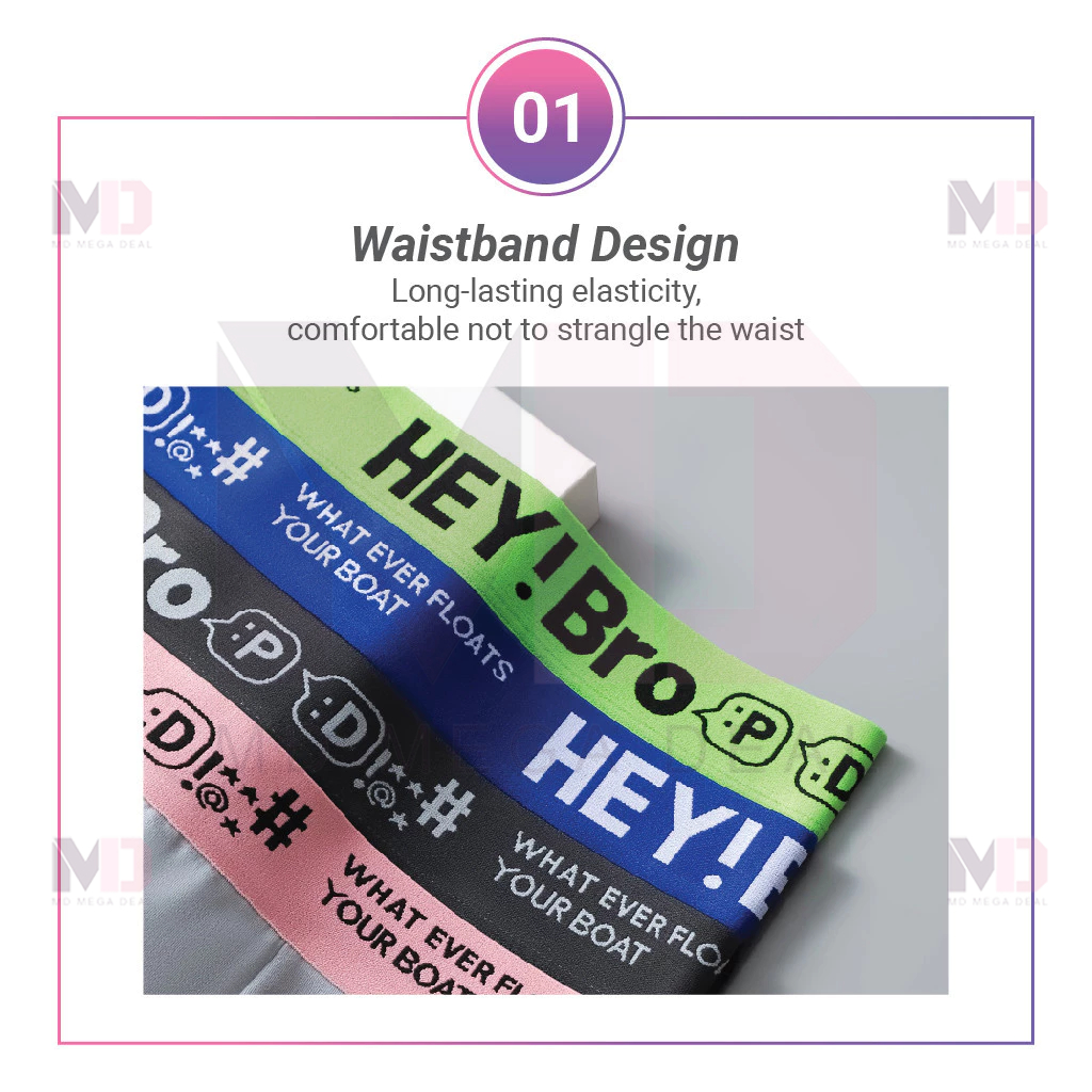 《Mega Deal》Hey Bro 5pcs/Set Men Boxer L-4XL Underwear Men Boxer Lelaki ...