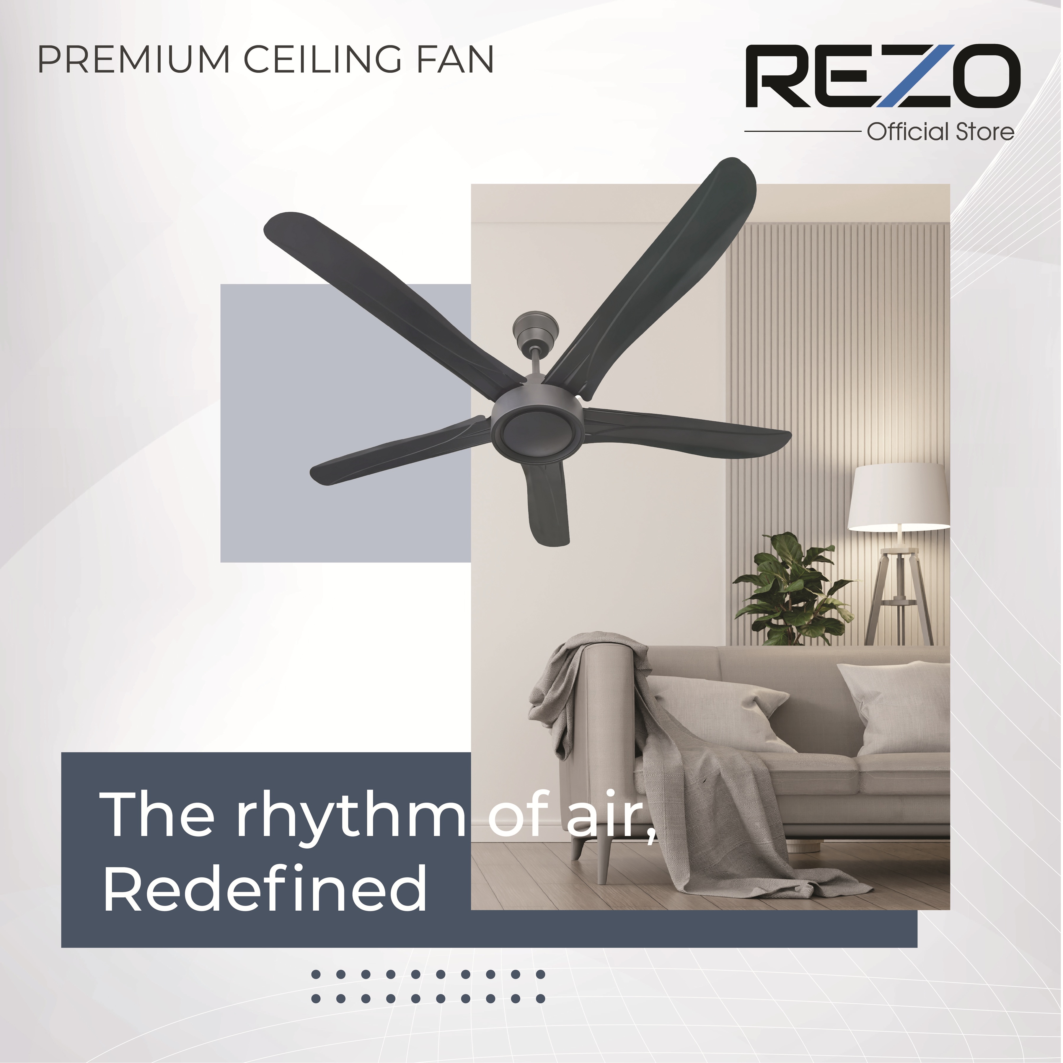 REZO Classic Series 56" 5 Blades AC Motor Ceiling Fan With Remote ...