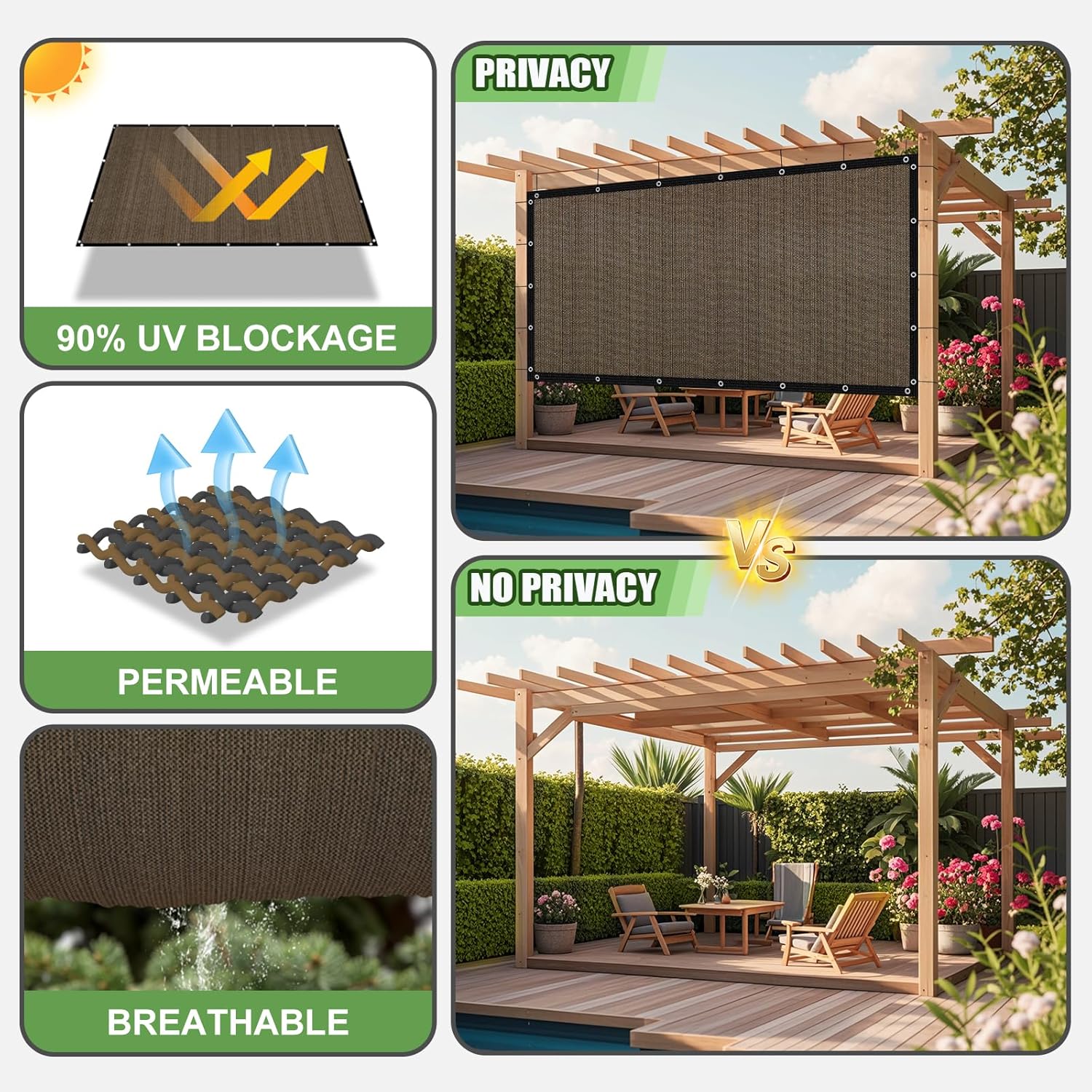 Anti UV Sunshade Net Car Roof Cover Garden Patio Pool Shade Sail ...