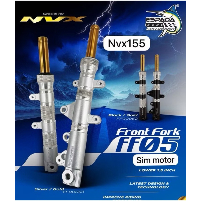 ESPADA & DYNOPRO fork lay silver Y16 ABS y15 y16 NVX v1 v2 NVX155 lower ...