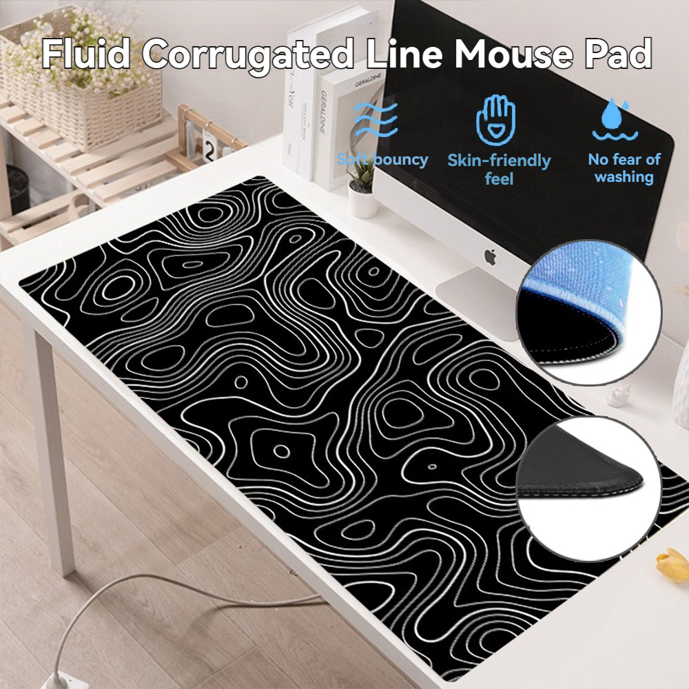 Black and White Japanese Wave Dragon Gaming Mouse Pad - Abstract Mat ...