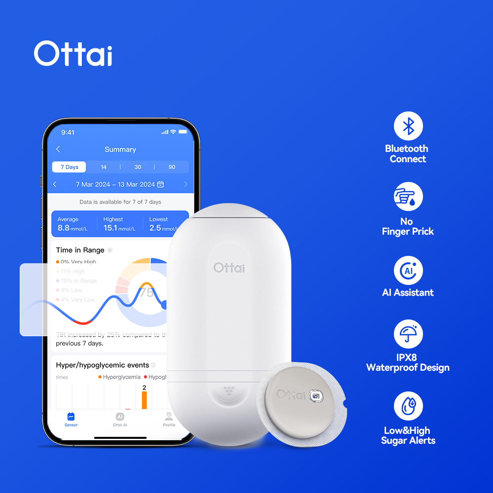 Ottai M8 Continuous Glucose Monitoring System (CGM) -15 DAYS! (+1 Day Grace period Activated ...