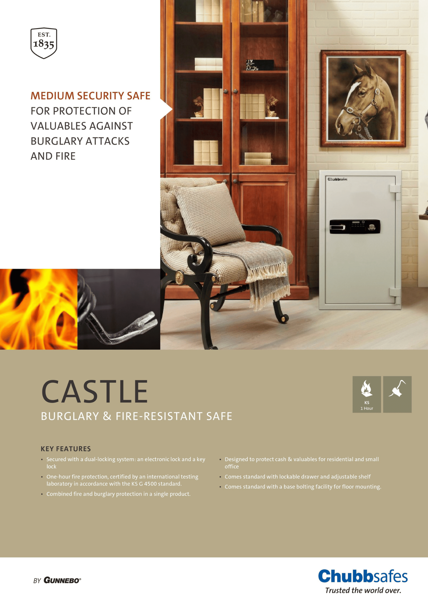 CHUBBSAFES CASTLE 80 – Large Fire-Resistant Safe for Office & Home ...