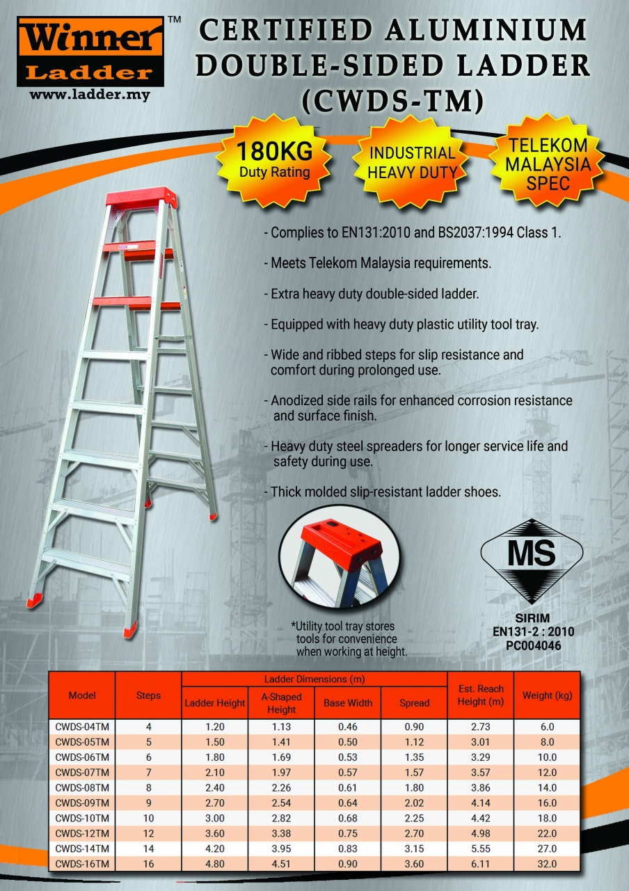 Winner Certified TM Spec EN 131:2010 & BS2037:1994 Class 1 Aluminium ...