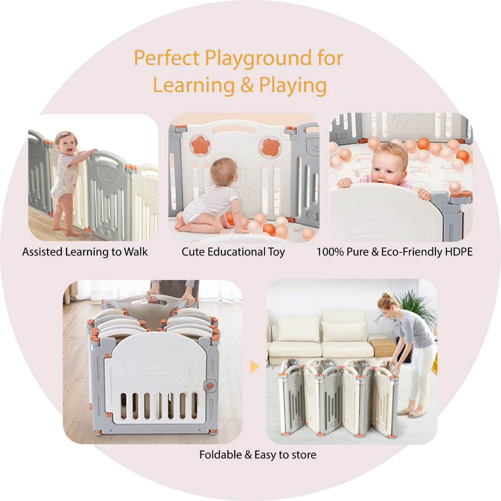 RaaB Family™ Perfect Fit Bear Playpen Play Yard with Play Mat Combo ...