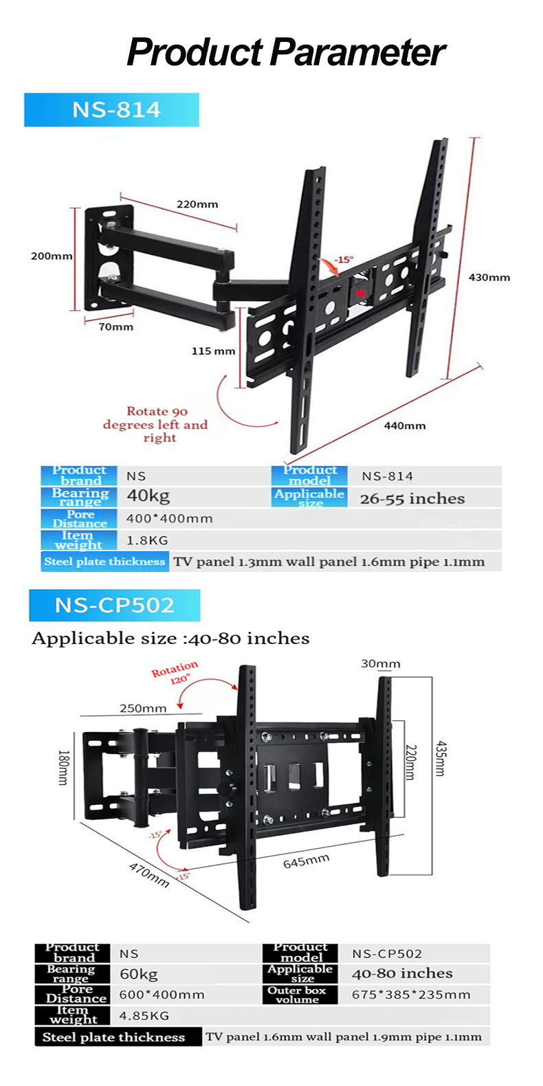 Universal TV Stand 26-85 inch Heavy Duty Extendable Full Motion ...