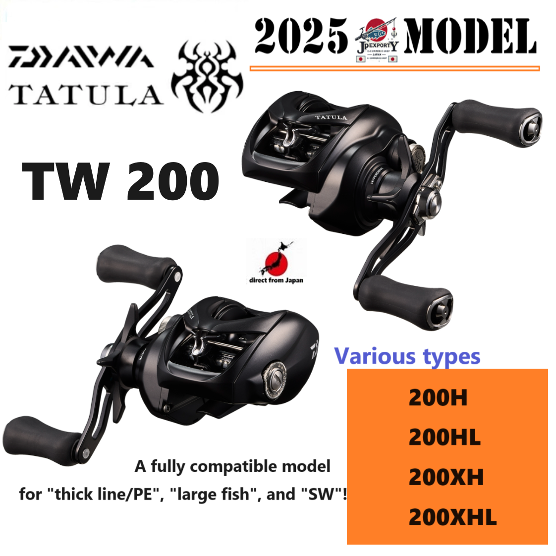 Daiwa 25'TATULA TW 200 Casting Baitcasting Reel Various types 200H/HL ...