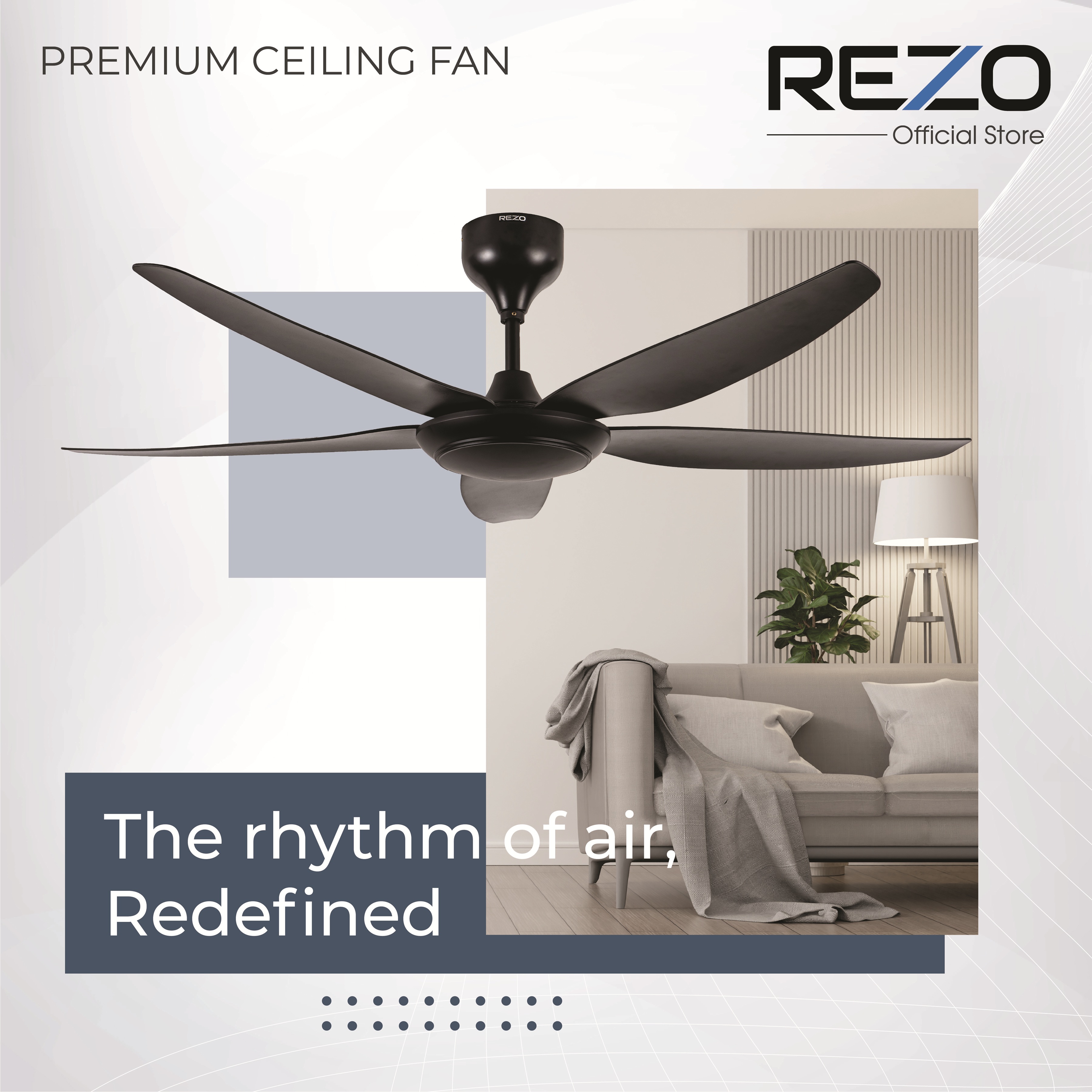 REZO Classic Series 56" 5 Blades DC Motor Ceiling Fan With Remote ...