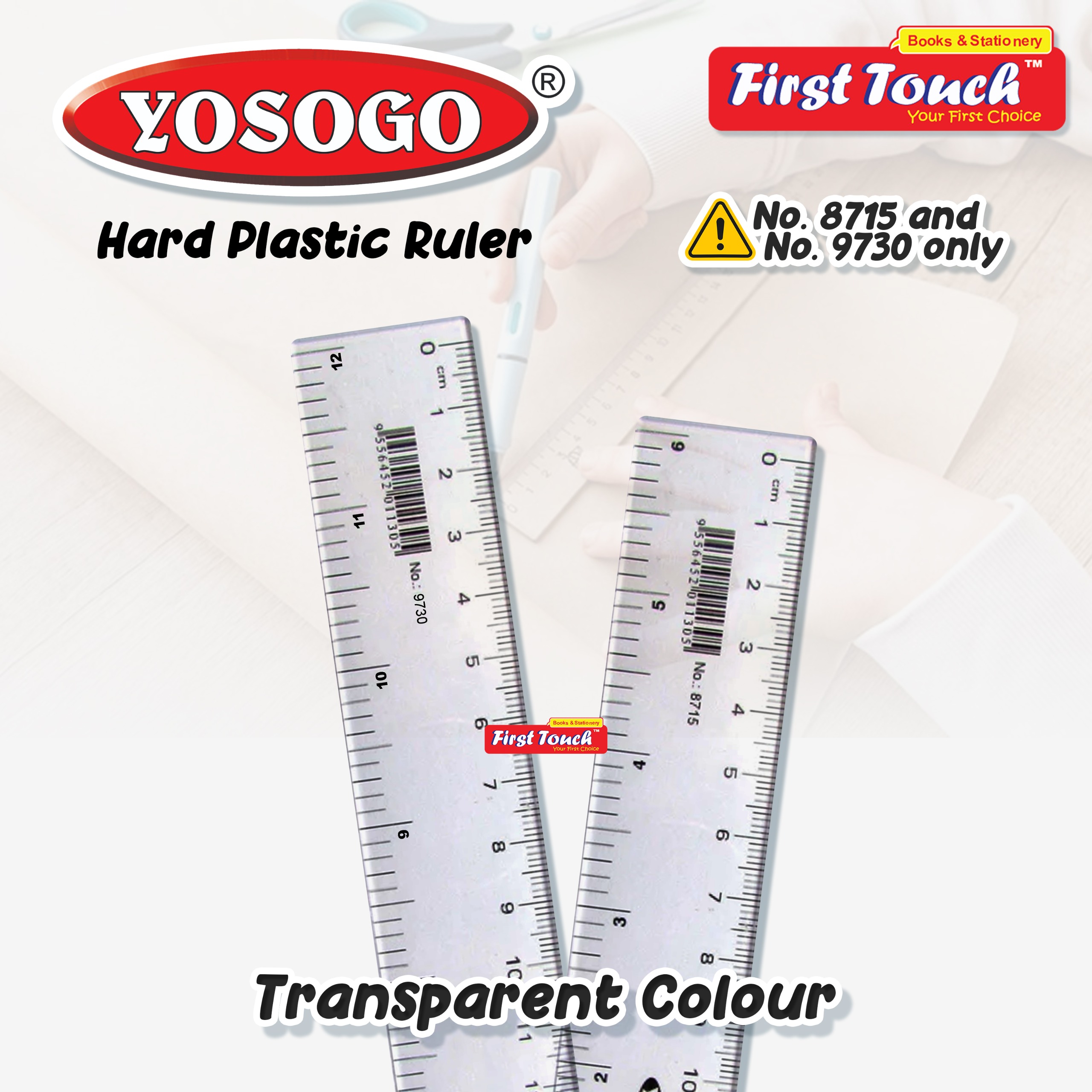 Yosogo Ruler 15cm 30cm Plastic Ruler Straight Ruler Transparent Inch Cm ...