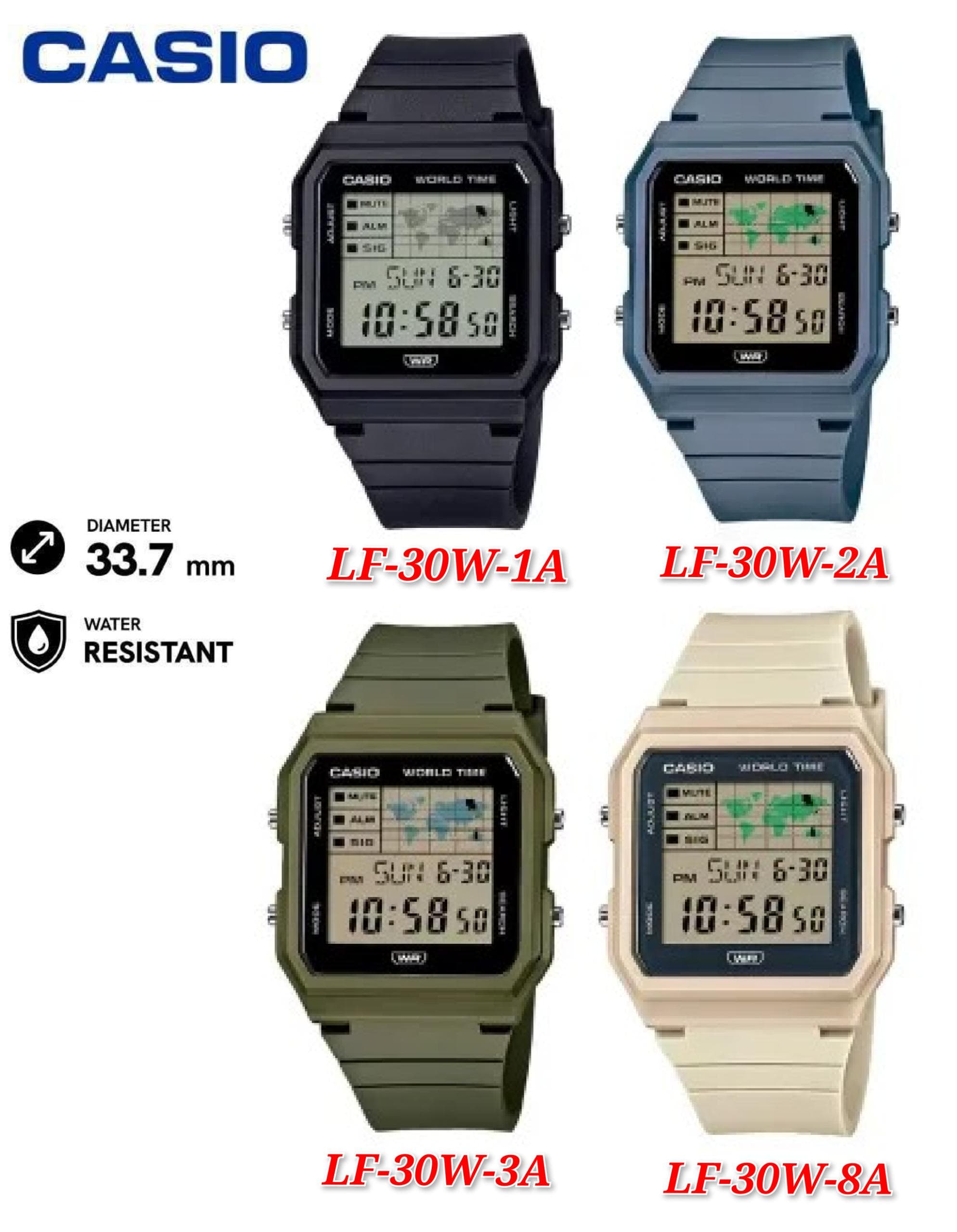 Casio Vintage LF-30W unique digital watch featuring a world map ...