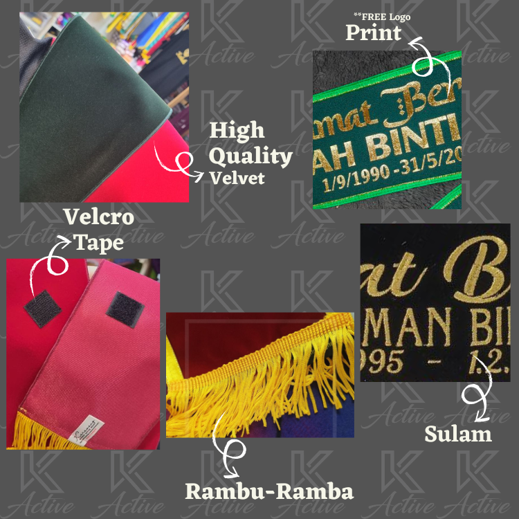 Selempang Baldu Custom PRINT/ SULAM 12 x 200cm | Shopee Malaysia