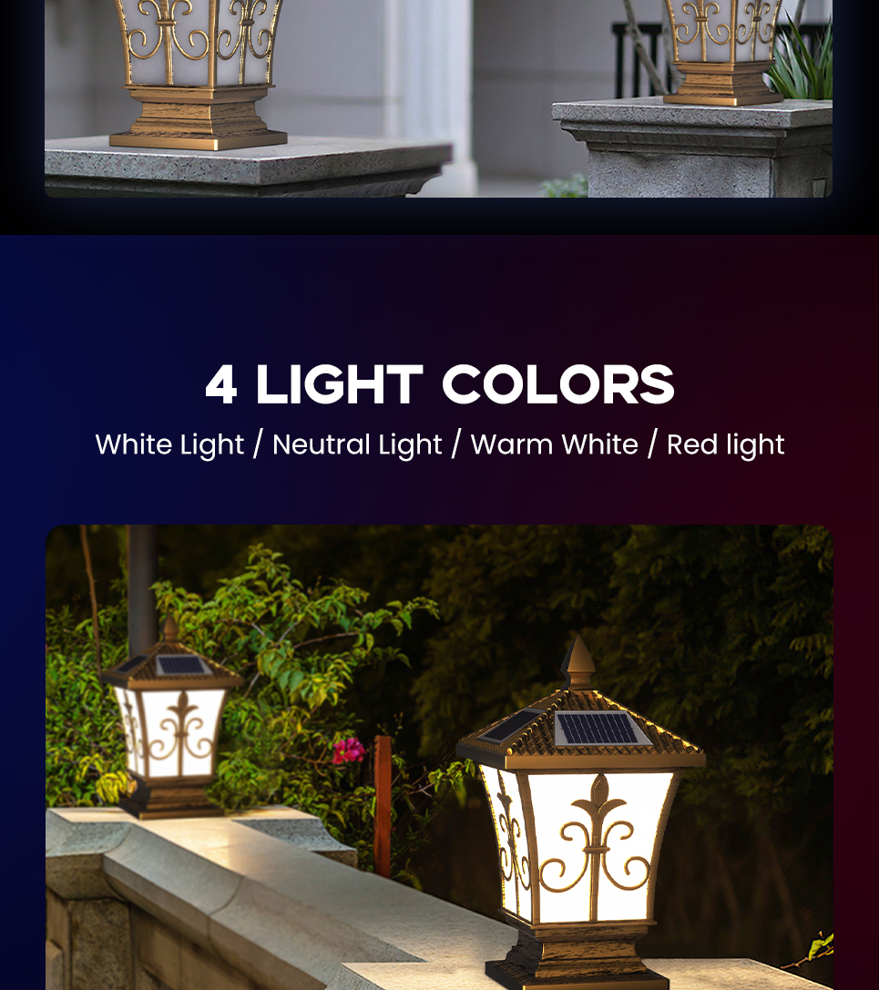 HAN RIVER 3Color 10W Lampu Solar IP65 Waterproof Solar Pillar Light ...