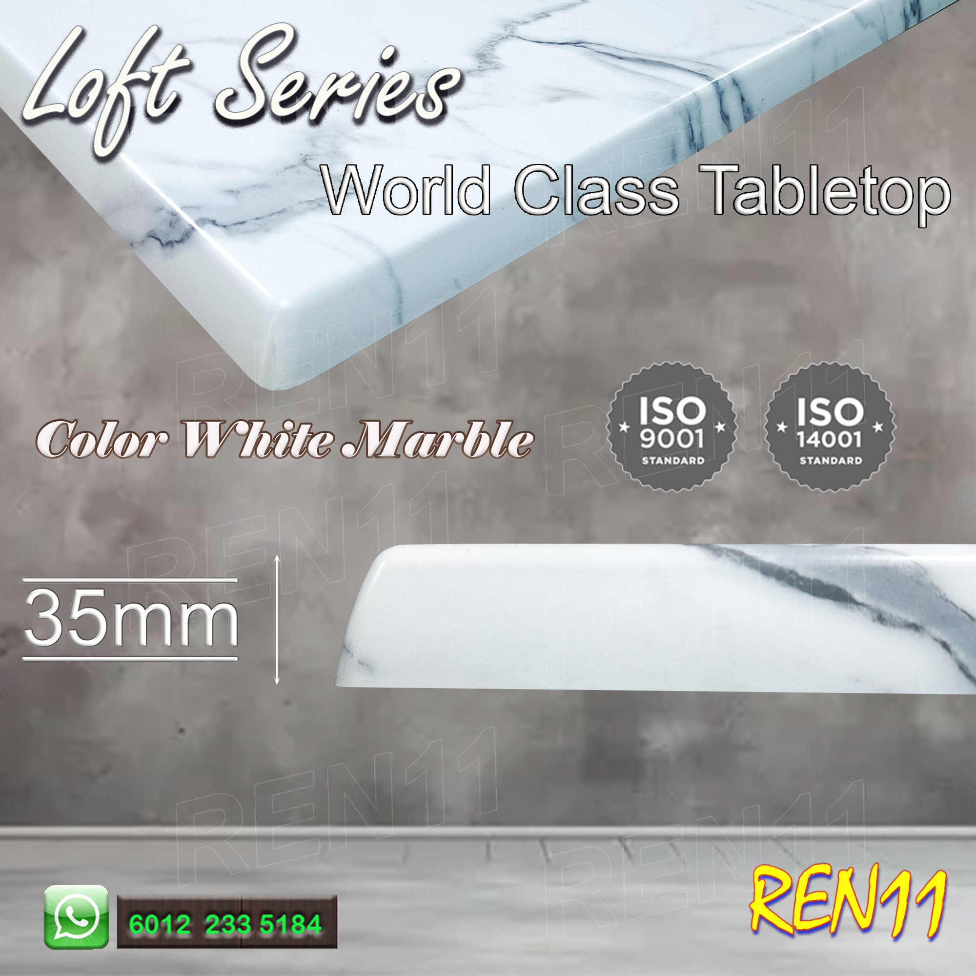 Cafe table top ,Meja Makan, Solid Table Top ,White Marble - without leg ...