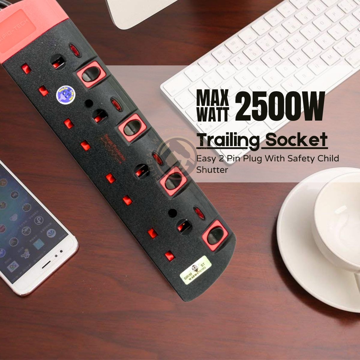 SIRIM 𝗚𝗟𝗢𝗕𝗔𝗟 𝗣𝗥𝗢 2/5MTR Power Extension Socket Trailing Socket Surge ...