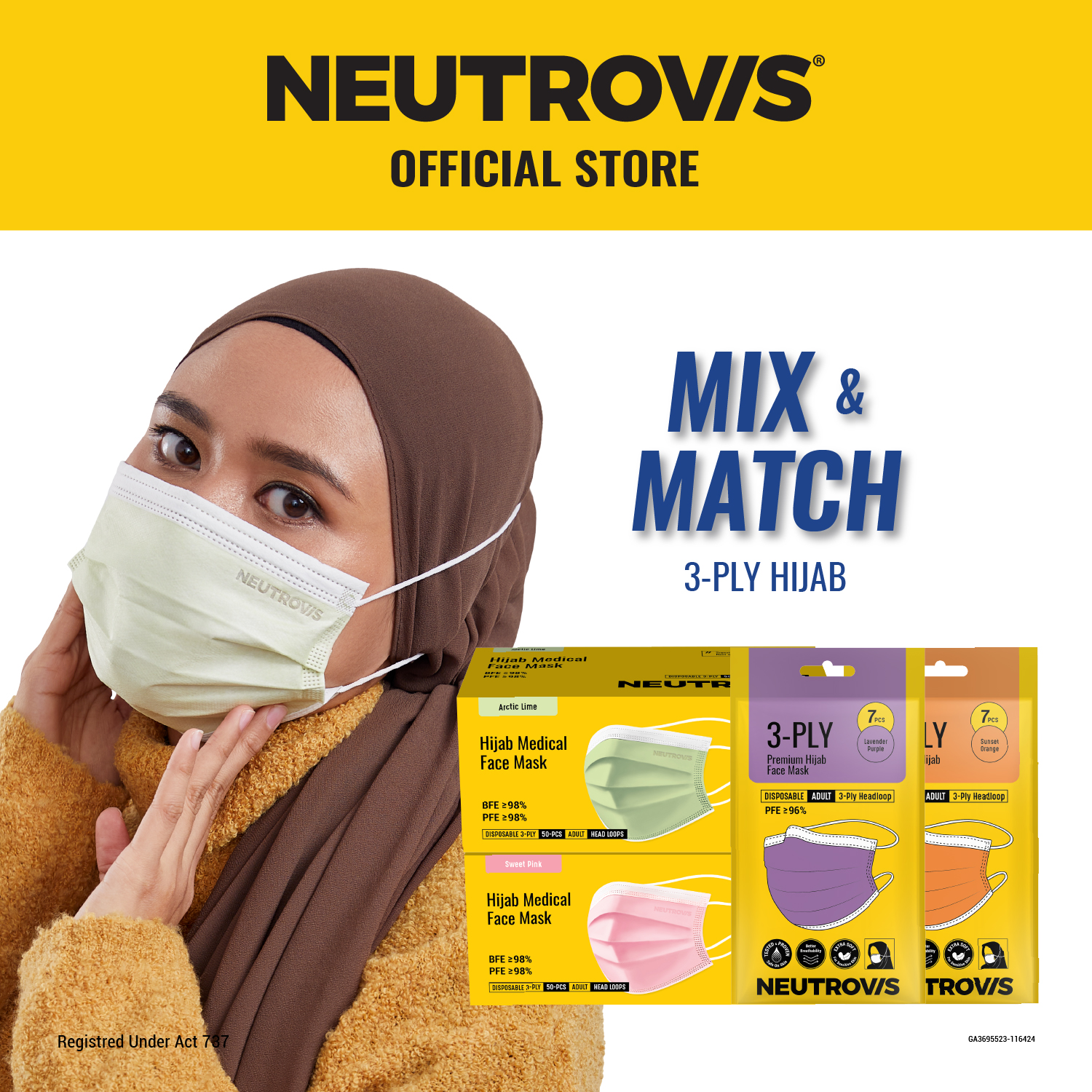 [3PLY HIJAB BUNDLE] Neutrovis 3-Ply Hijab Medical Face Mask Care Shield ...