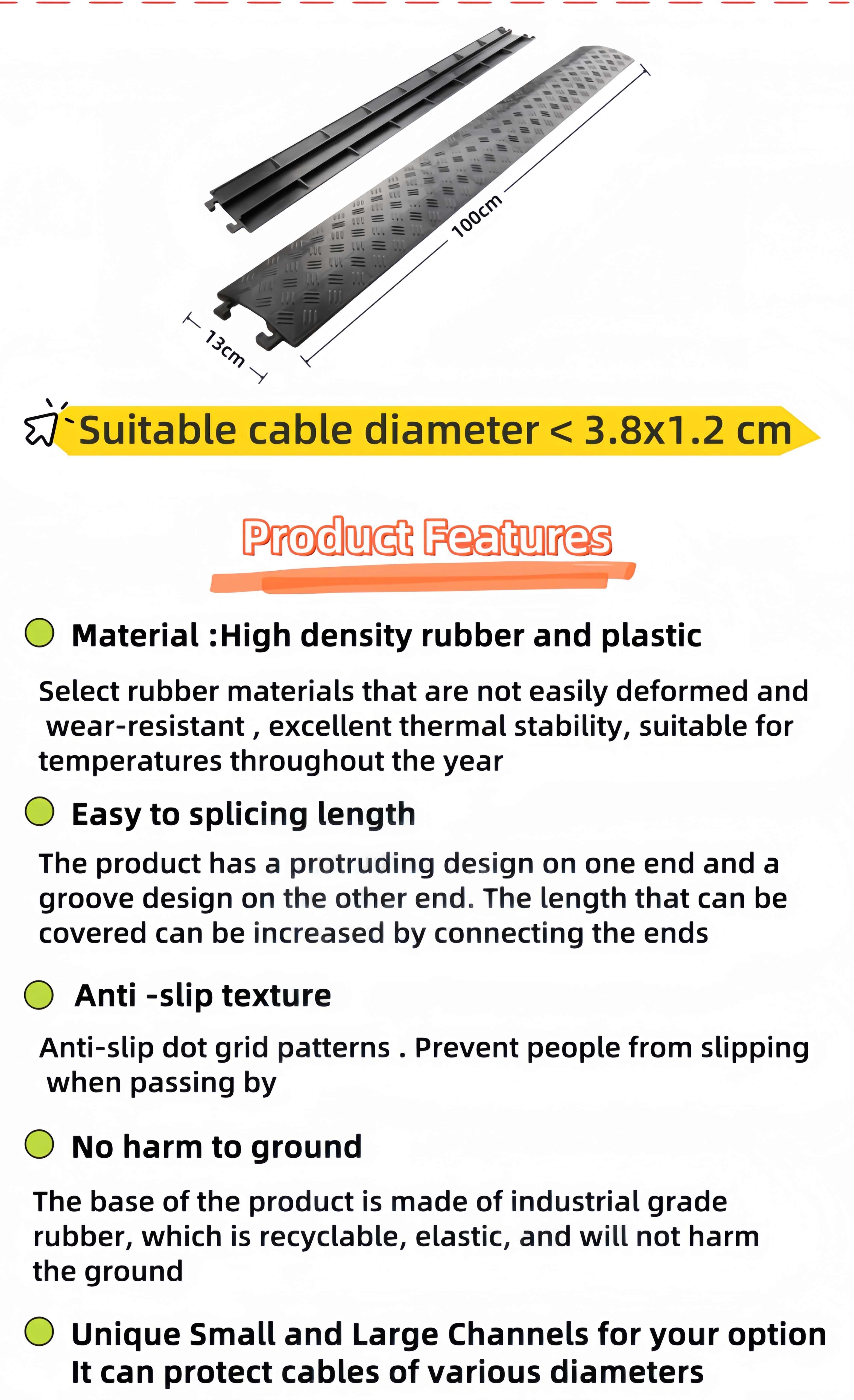 Cable Protector Ramp Road Speed Hump Cable Pipe Wire Ground Cover ...