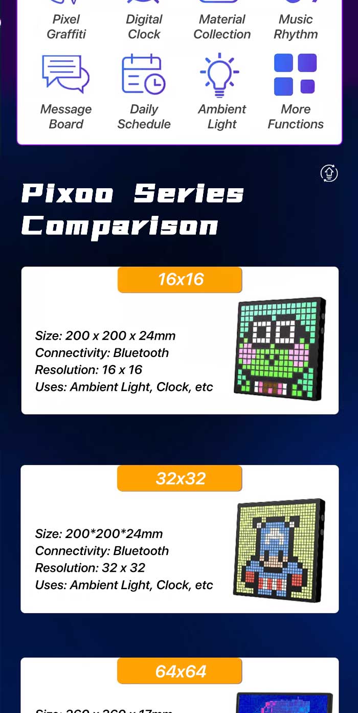 Divoom Pixoo-16 The All-In-One Pixel Art Informative 16x16 Programmable ...