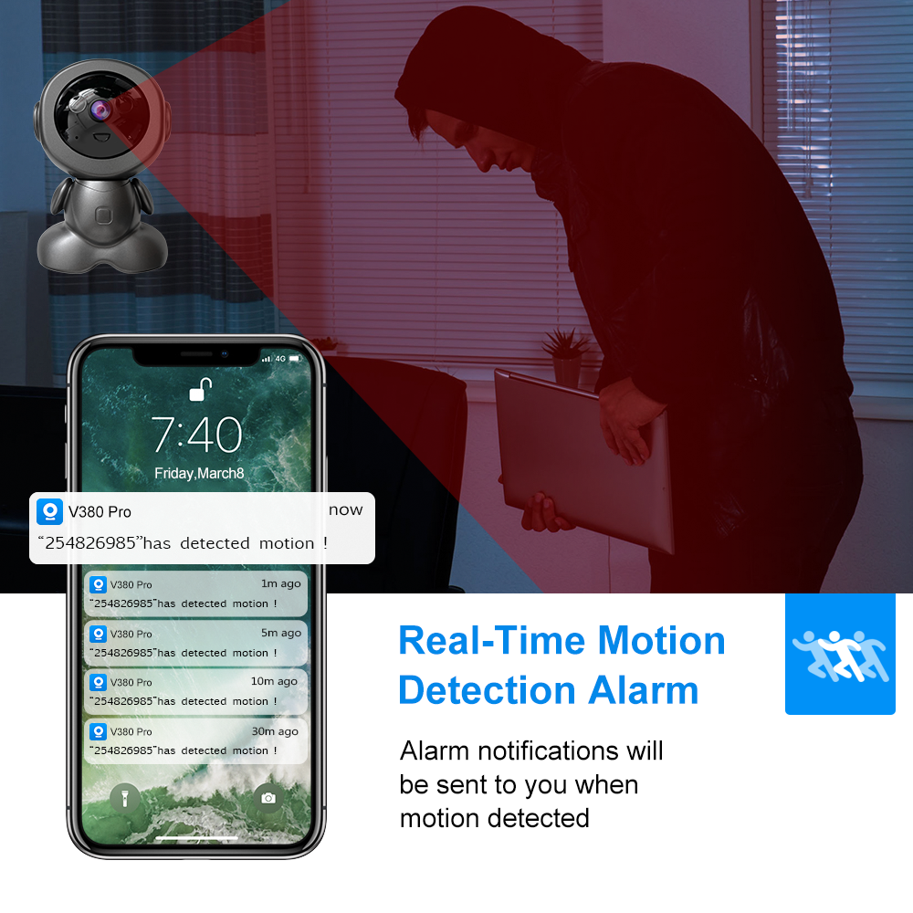 V380 Pro Fhd Smart Robot Ip Camera Wifi Cctv 360 Pan Tilt Rotate Ptz