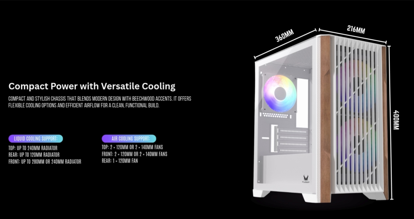 INVASION W-2000 M-ATX NATURAL BEECH WOOD GAMING CASE WITH - MATX PC ...