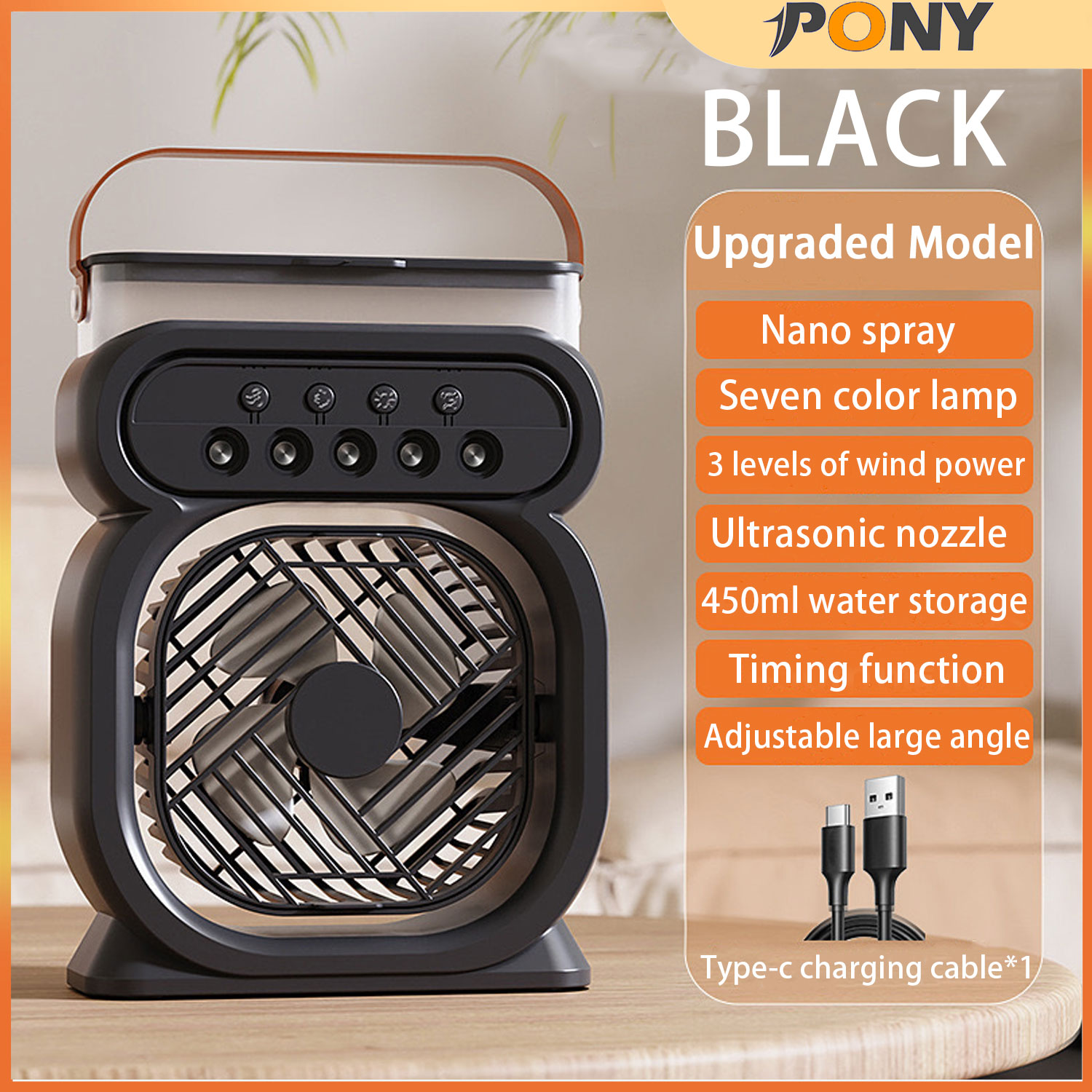 PONY-Portable air conditioner USB Fan air cooler Fan Aircond Humidifier ...