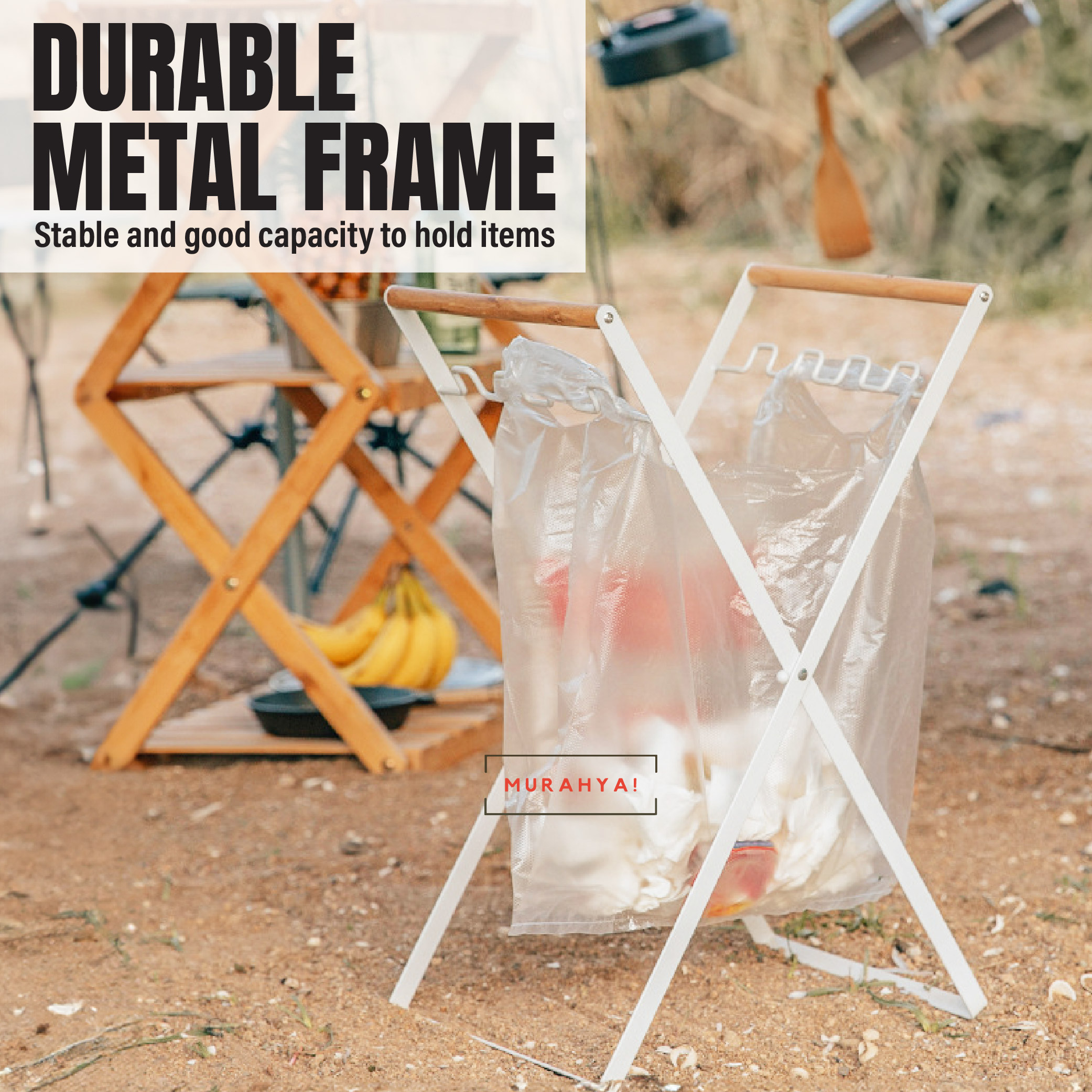 Foldable Camping Garbage Frame Rack Bin Disposable Portable Rubbish ...