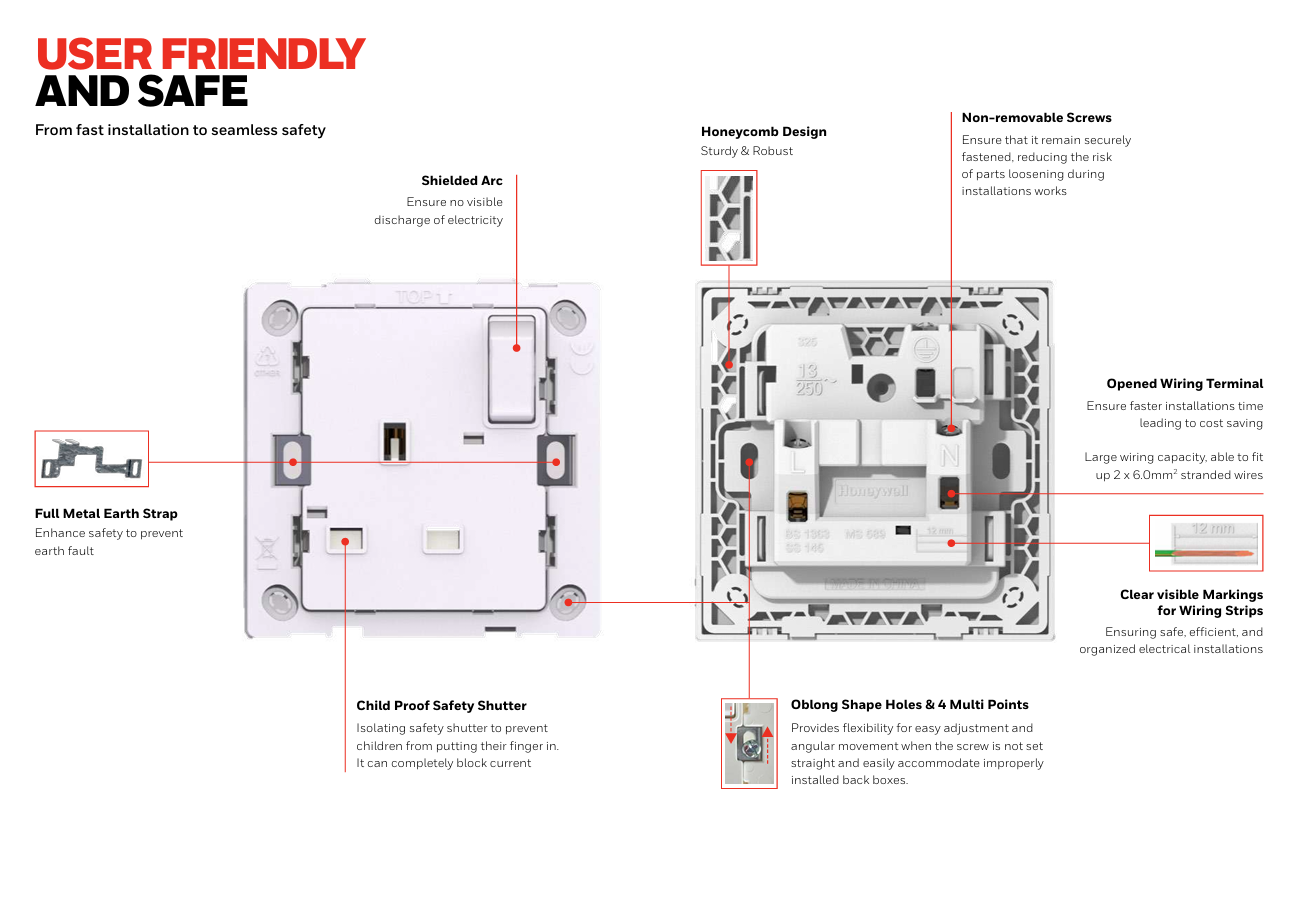 MK HONEYWELL ELEGANT SWITCH & SWITCHES ( SUIS ) 13A/1G1W/2G1W/3G1W/4G1W ...
