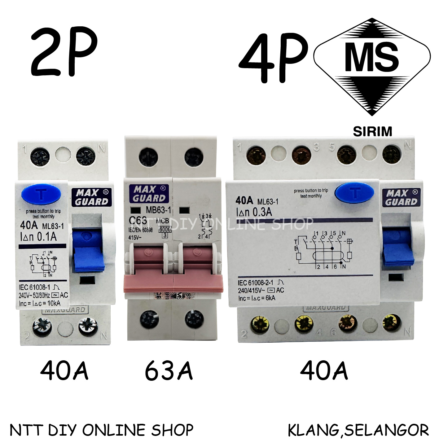 NTT DIY EURO GUARD / MAX GUARD MCB 2/4 Pole Miniature Circuit Breaker ...