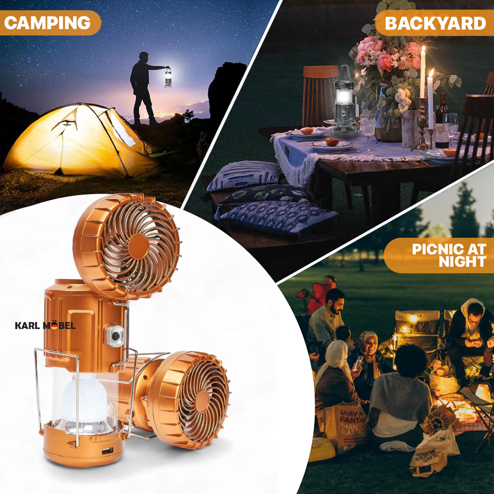 Solar Fan Camping Rechargeable Tent Lamp Lantern Outdoor Light Hiking ...