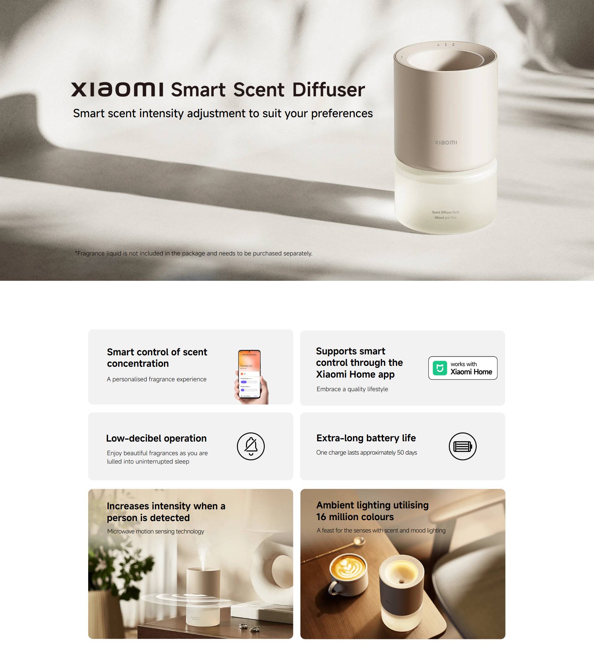 Xiaomi Smart Scent Diffuser | Smart control of scent concentration | Smart control | Shopee Malaysia