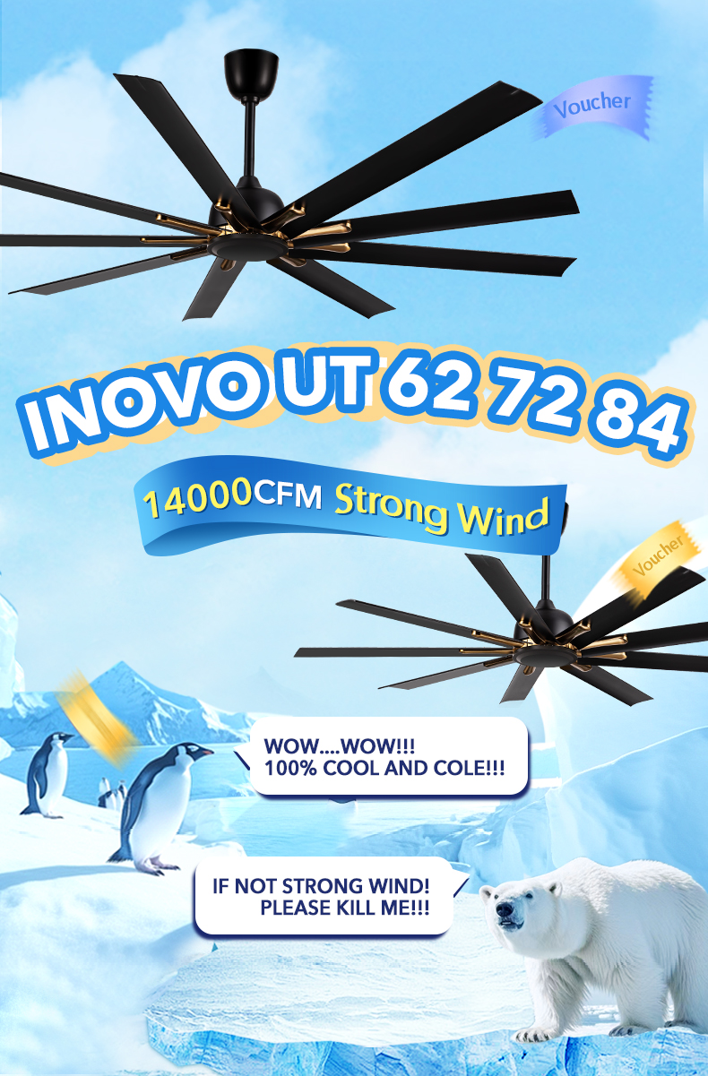 REGAIR/INOVO UT 62inch 72inch 84inch Big fan 8 Aluminium Blade DC Motor ...