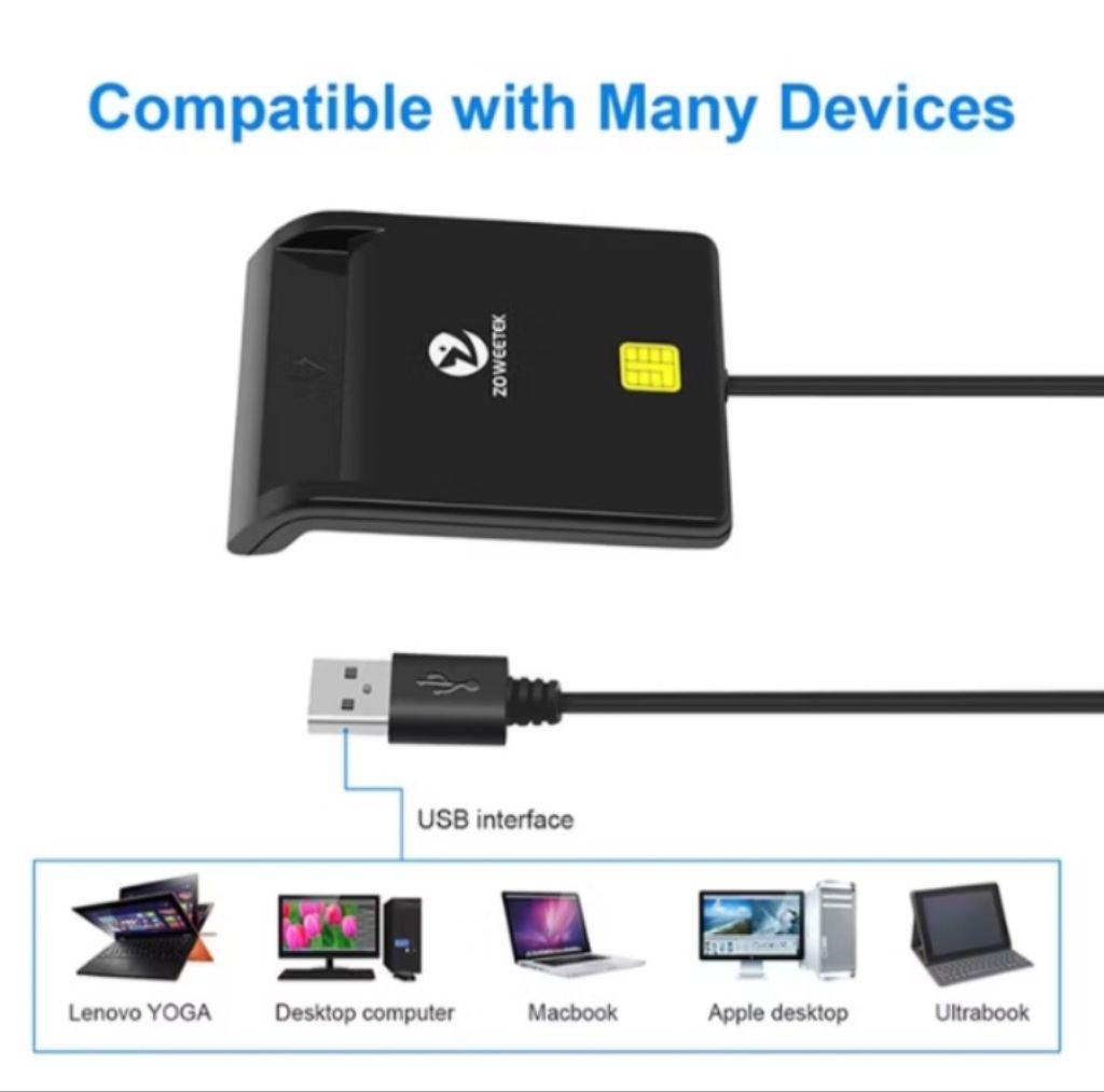 ZOWEETEK IC ID Smart Card Reader Affordable Chip Card Reader USB 2.0 ...
