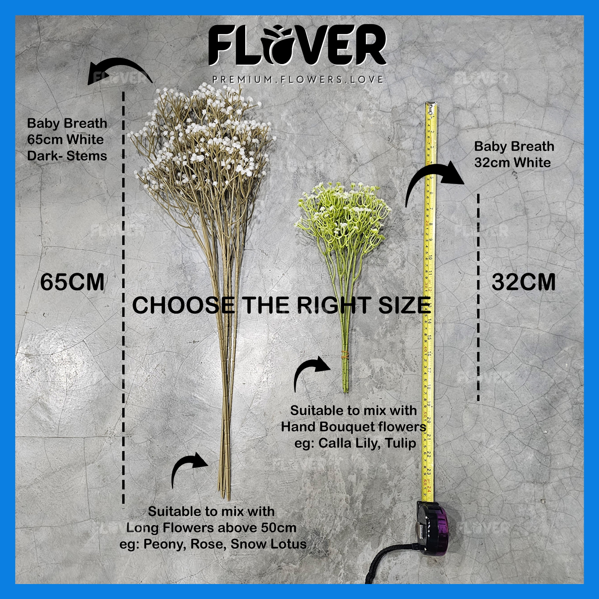 [1 Stalk] 65cm+108 Baby Breath Flowers | Gypsophila Paniculata ...