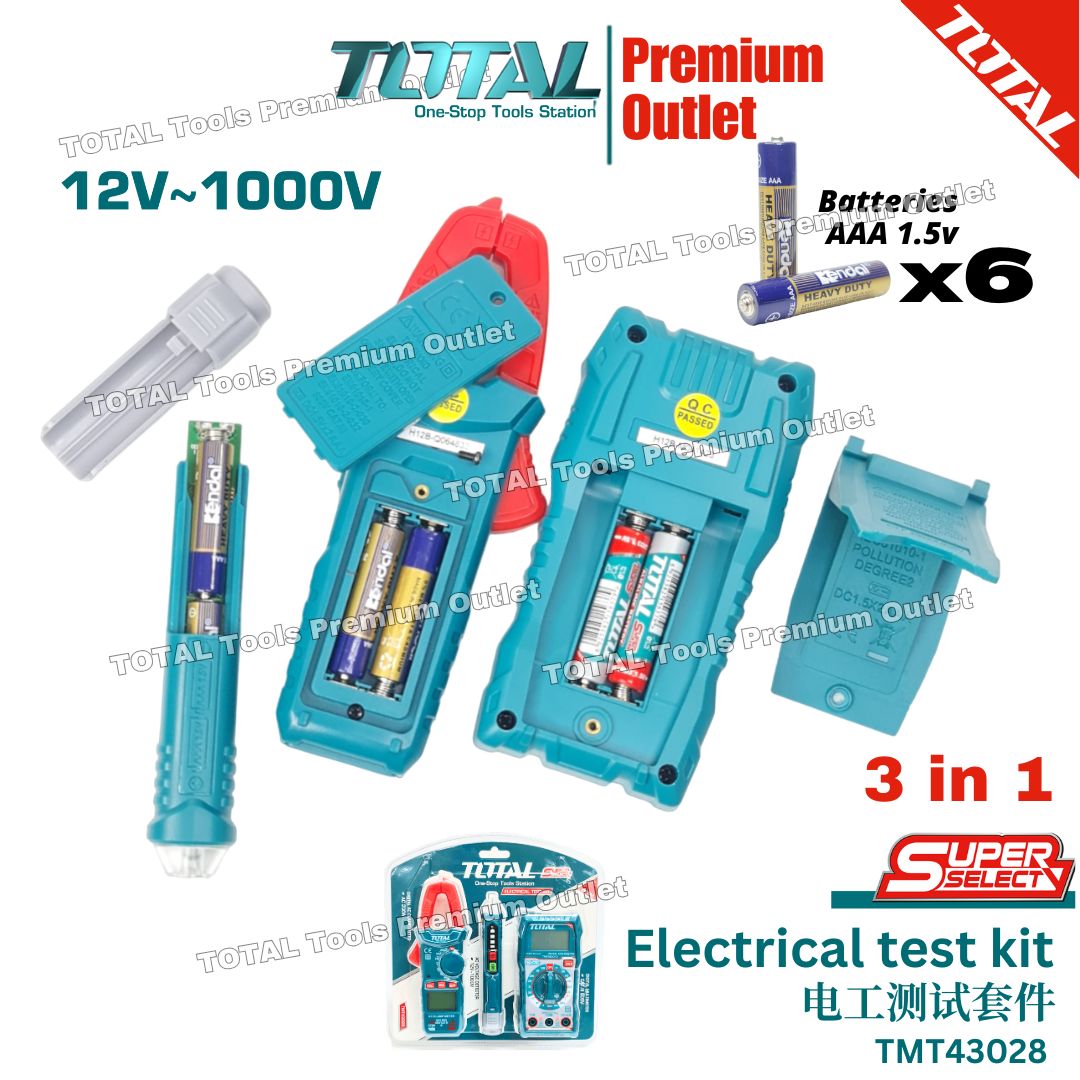 TOTAL Tools 3 in 1 Electrical test kit / Digital Multimeter / Digital ...
