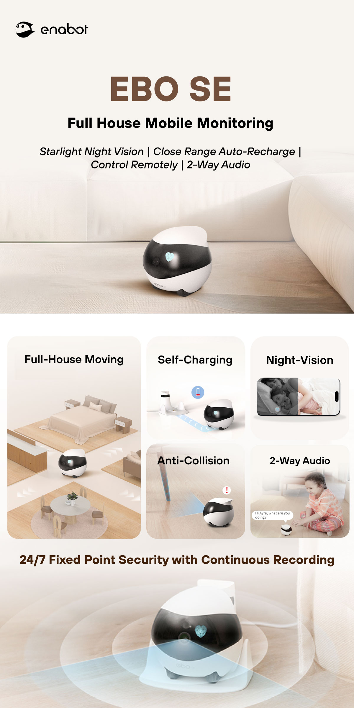 Enabot EBO SE Smart Home Moving Robot CCTV Camera | Interactive Actions ...
