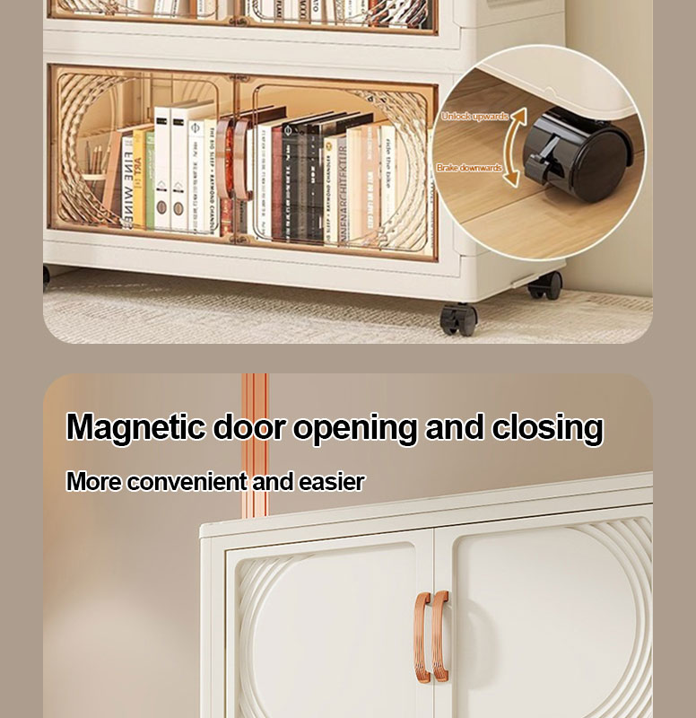 1-5 Tier Storage Cabinet Spacious Transparent Shelves Foldable Design ...