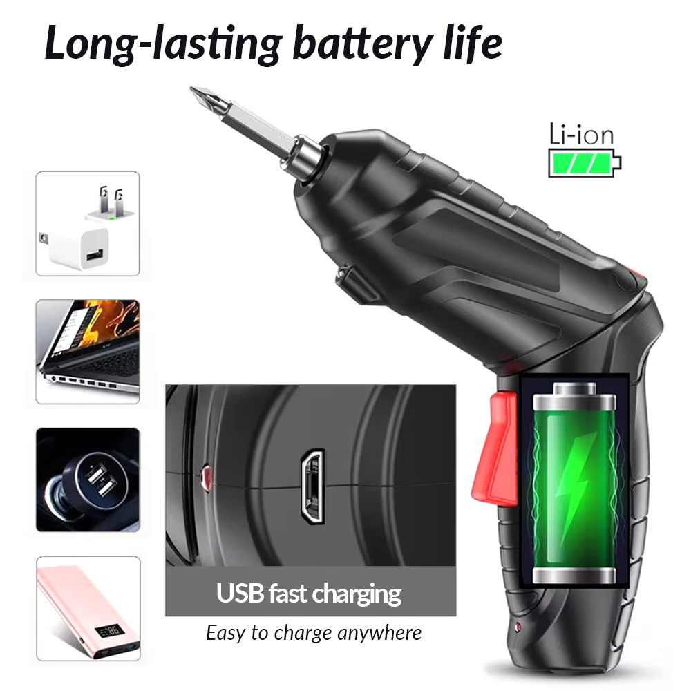 Electric Cordless Screwdriver Drill Portable Rechargeable Household ...