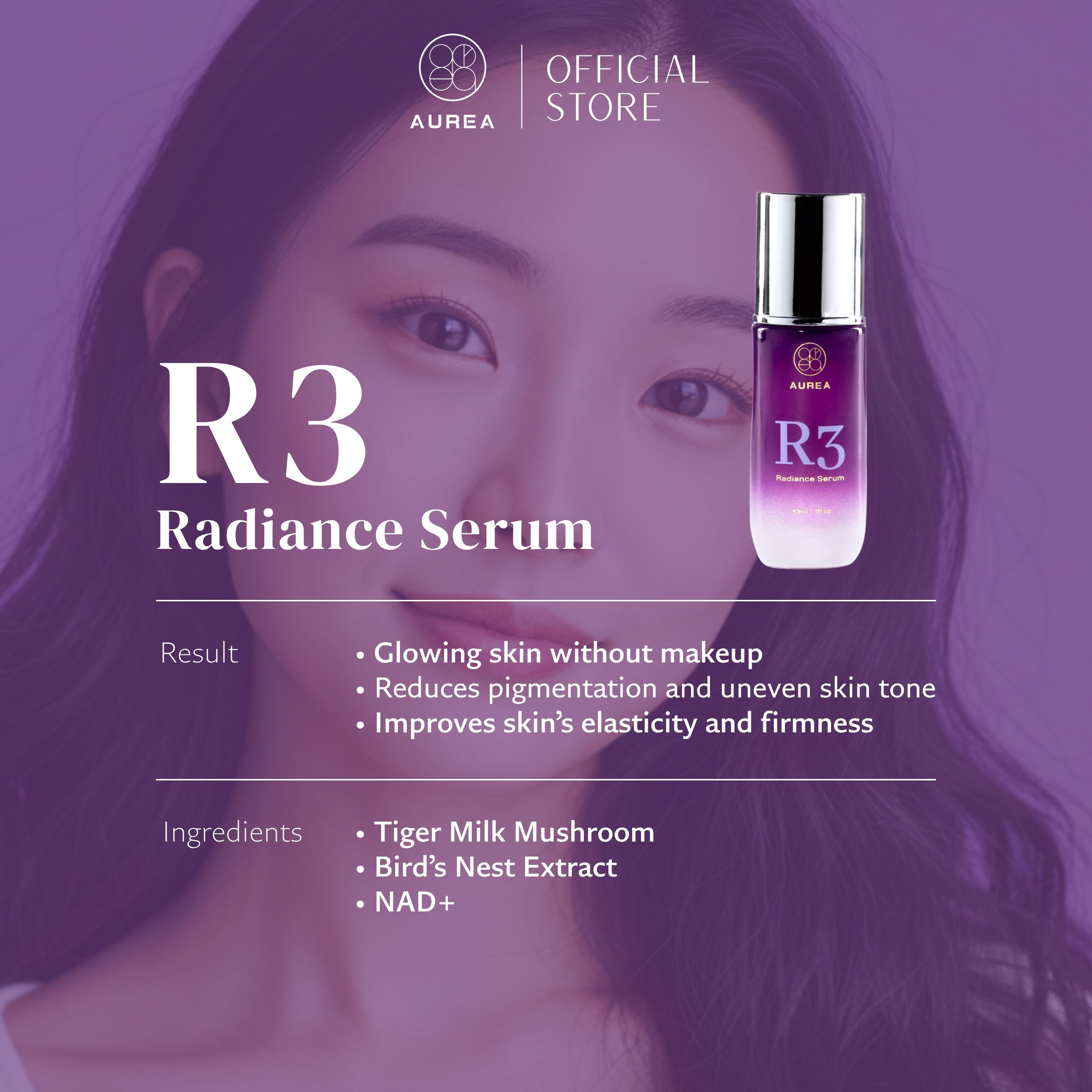 AUREA Combo Set R3 Radiance Serum 30ml + Face & Eye Mask (5Pcs) Anti ...