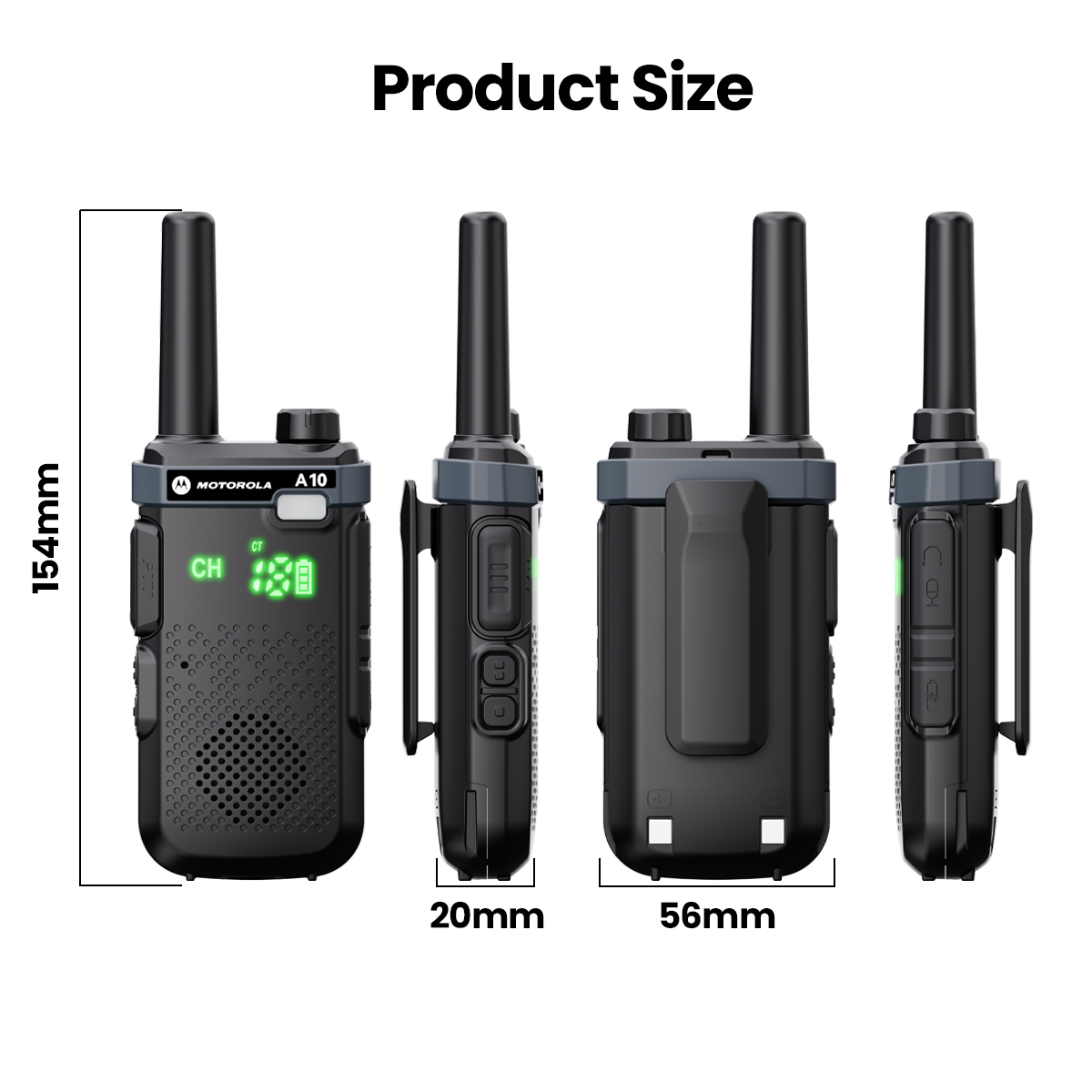 2pcs Motorola Walkie Talkie Mini A10 10W 199 Channels UHF Dual Band ...