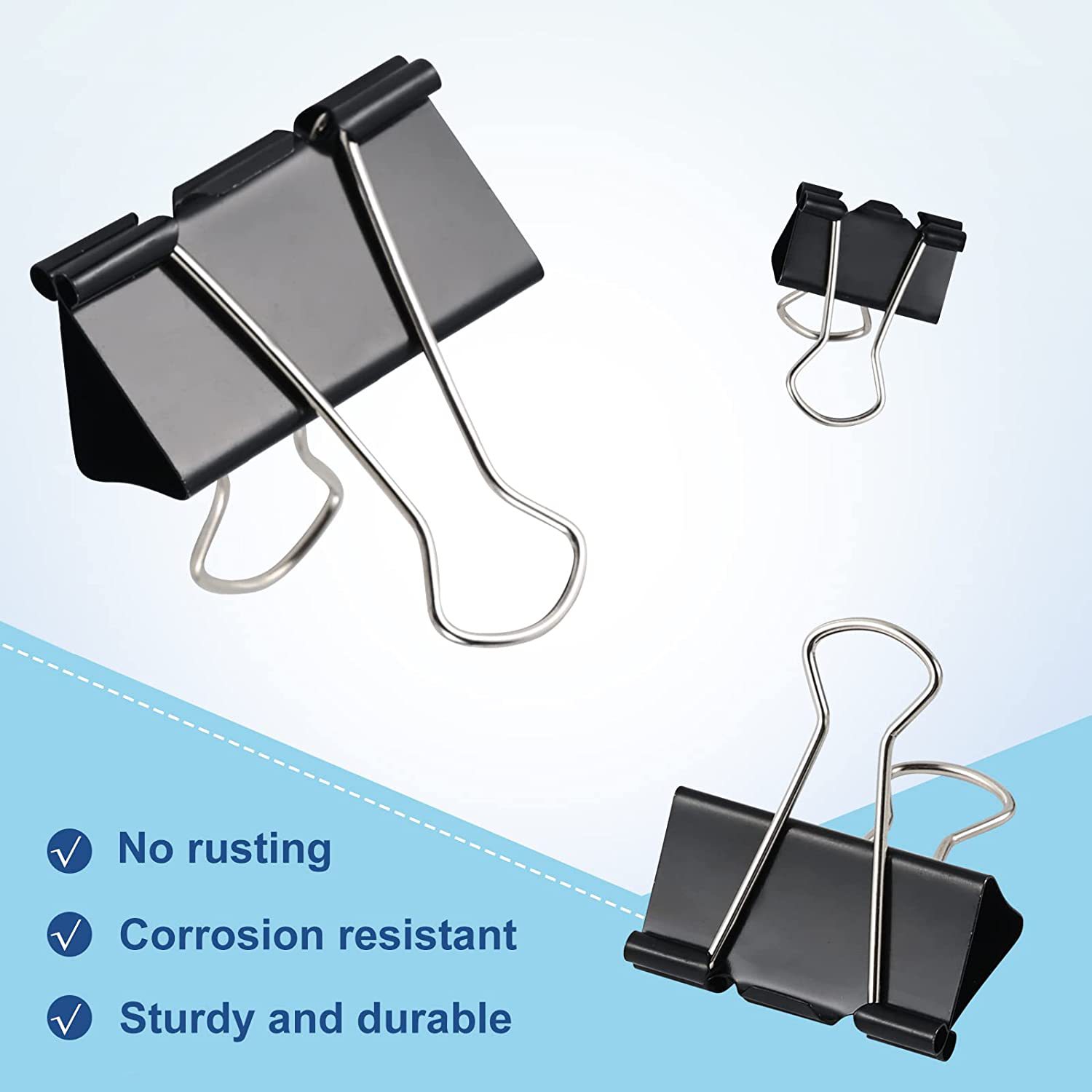 12pcs Black Binder Clip Multipurpose 19mm-51mm binder clip paper Binder ...