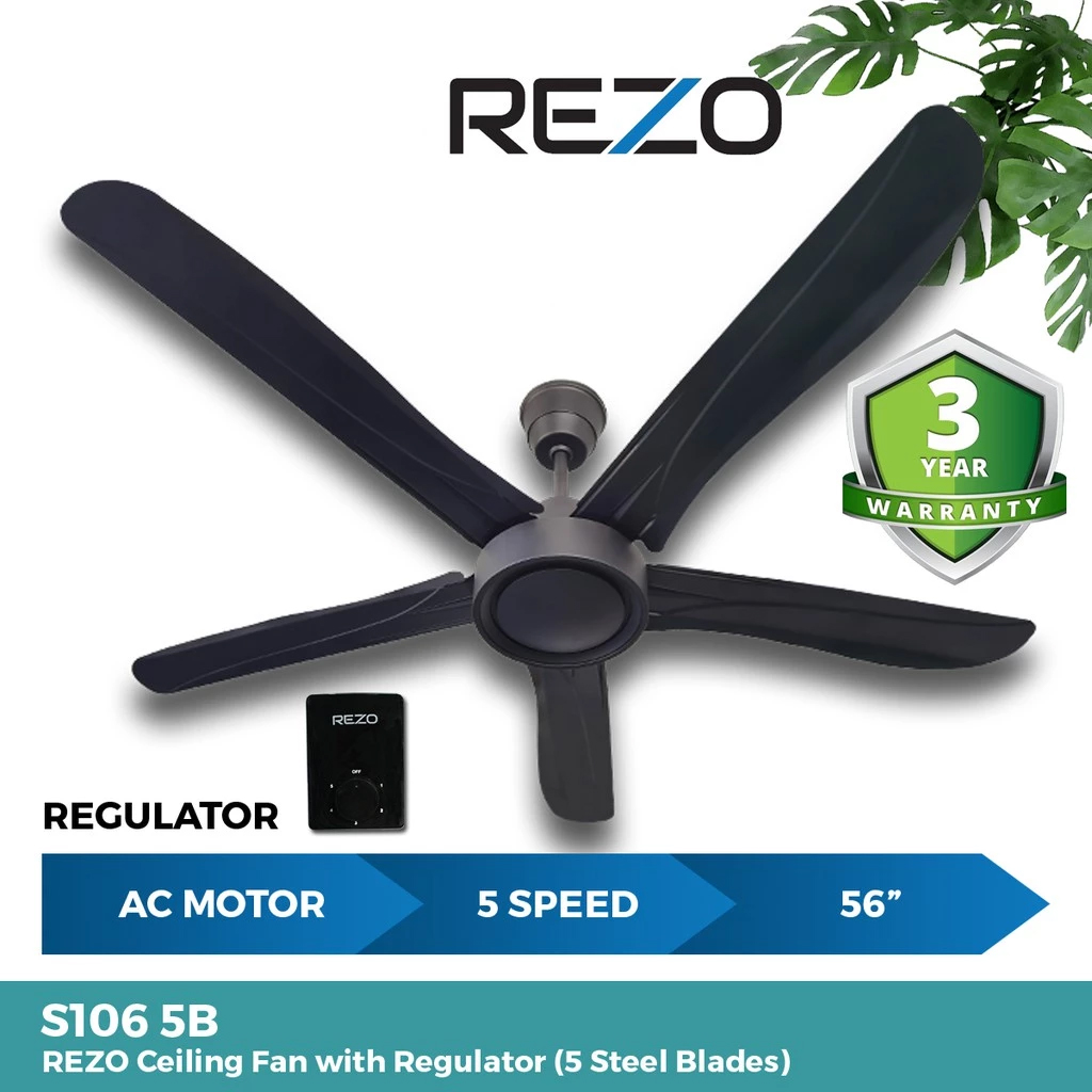 REZO S106 S306 STEEL BLADE CEILING FAN / KIPAS SILING REMOTE | Shopee ...