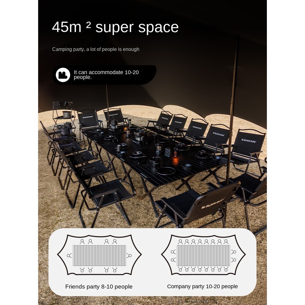 BLACKDOG Shelter Canopy Tarp Black Extra Large Gathering Flysheet Tent ...