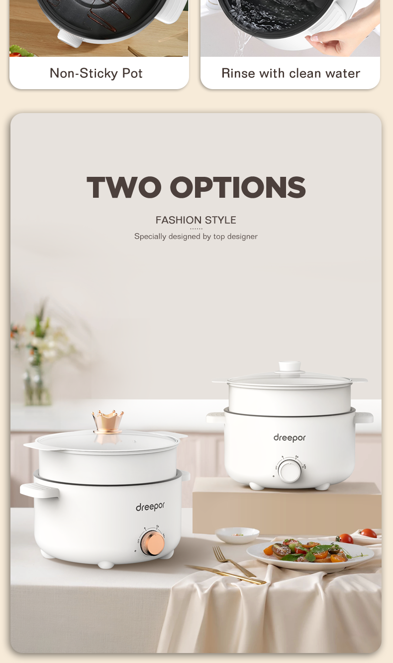 Dreepor 3L Electric Cooker 4 Gears Non-Stick Multi Rice Cooker with ...