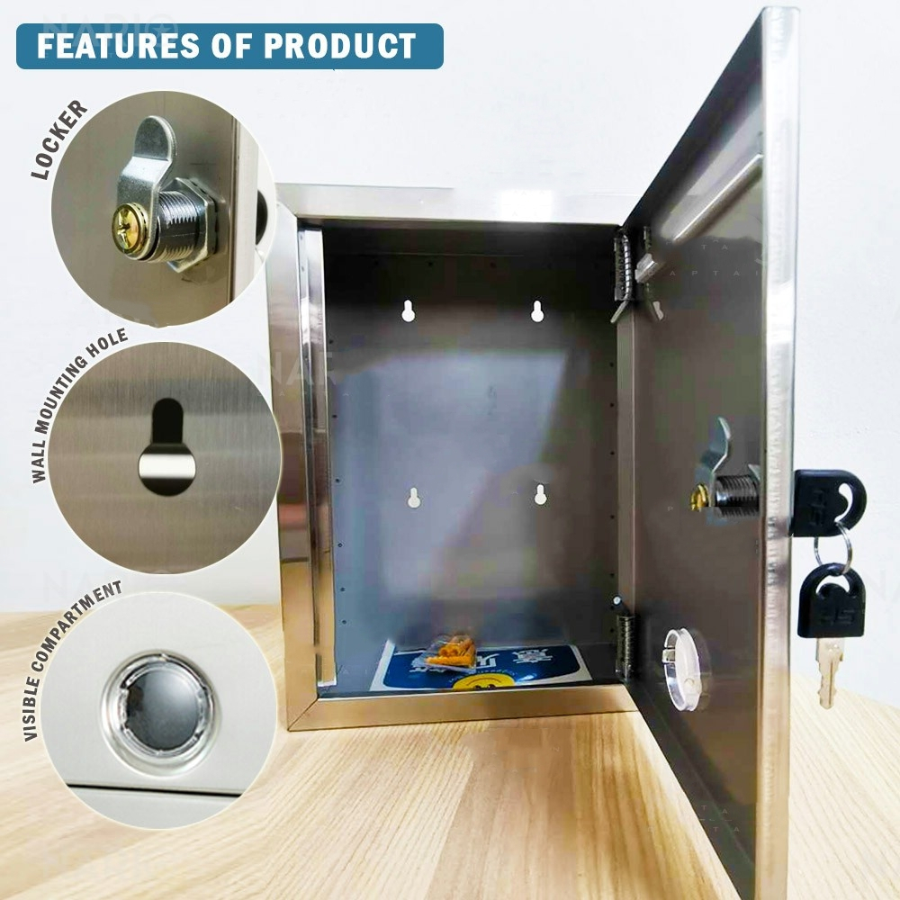 🍃Ready Stock🍃304 Stainless Steel Letter Box Key Locker Mailbox ...