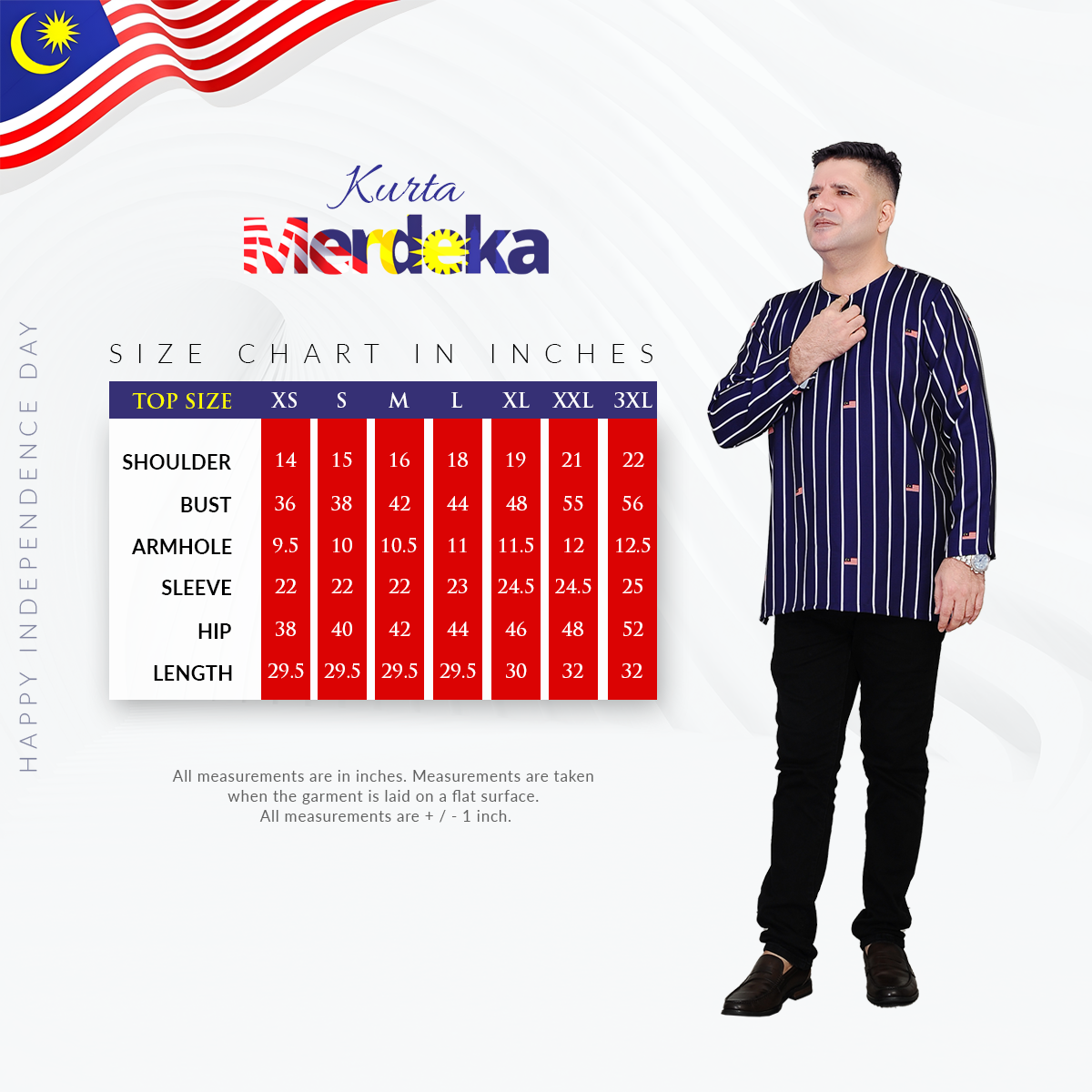 Kurta Merdeka Malaysia (Regular Size) Celebrate Merdeka in Style with H ...