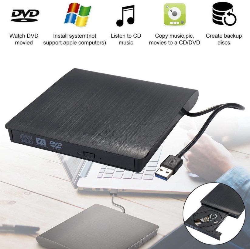 USB External CD/DVD Drive Portable Optical Disc Reader Writer | DVD-RW ...