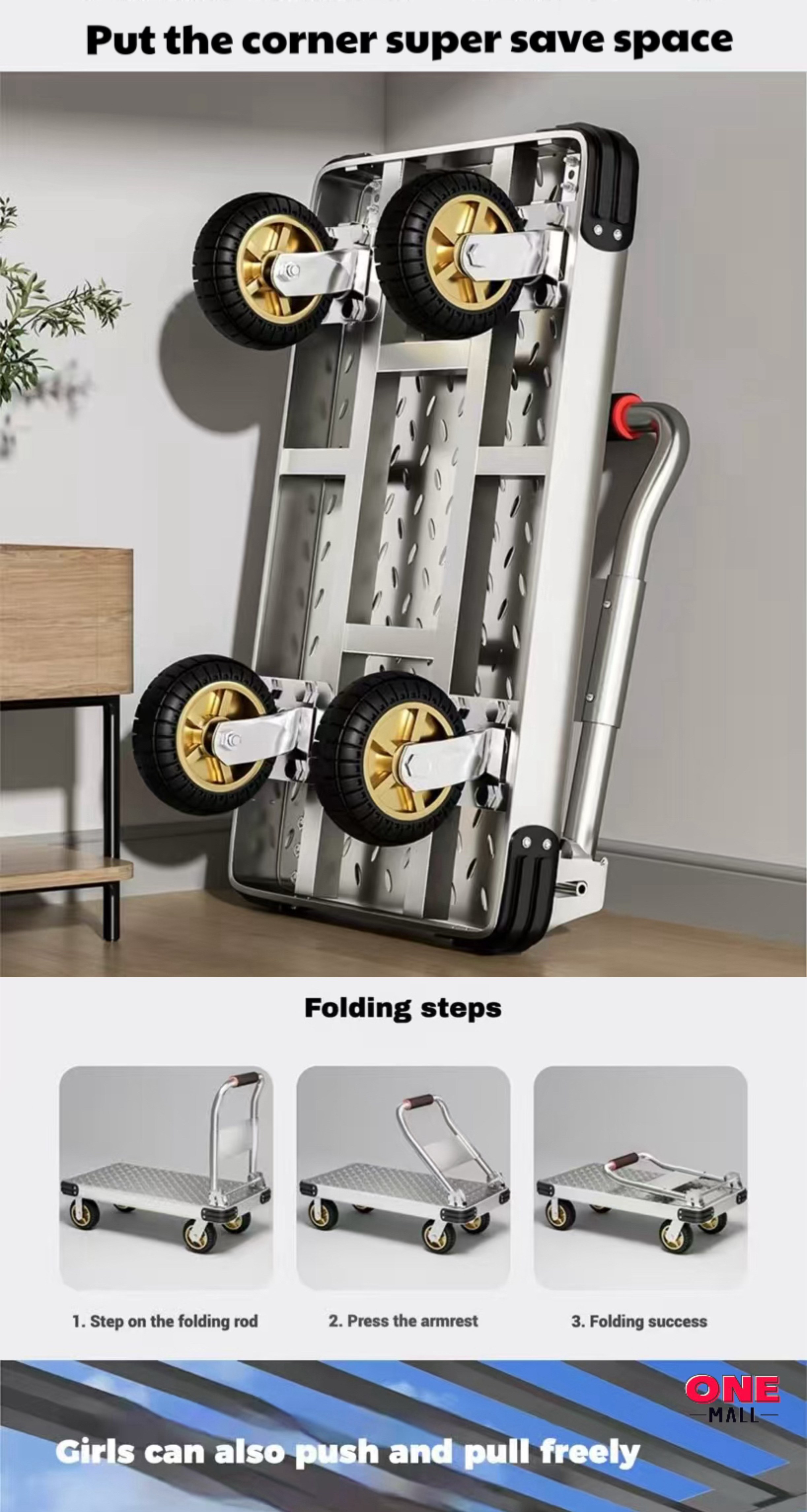 Trolley with Wheel Heavy Duty Troli Letak Barang Foldable Hand Truck ...